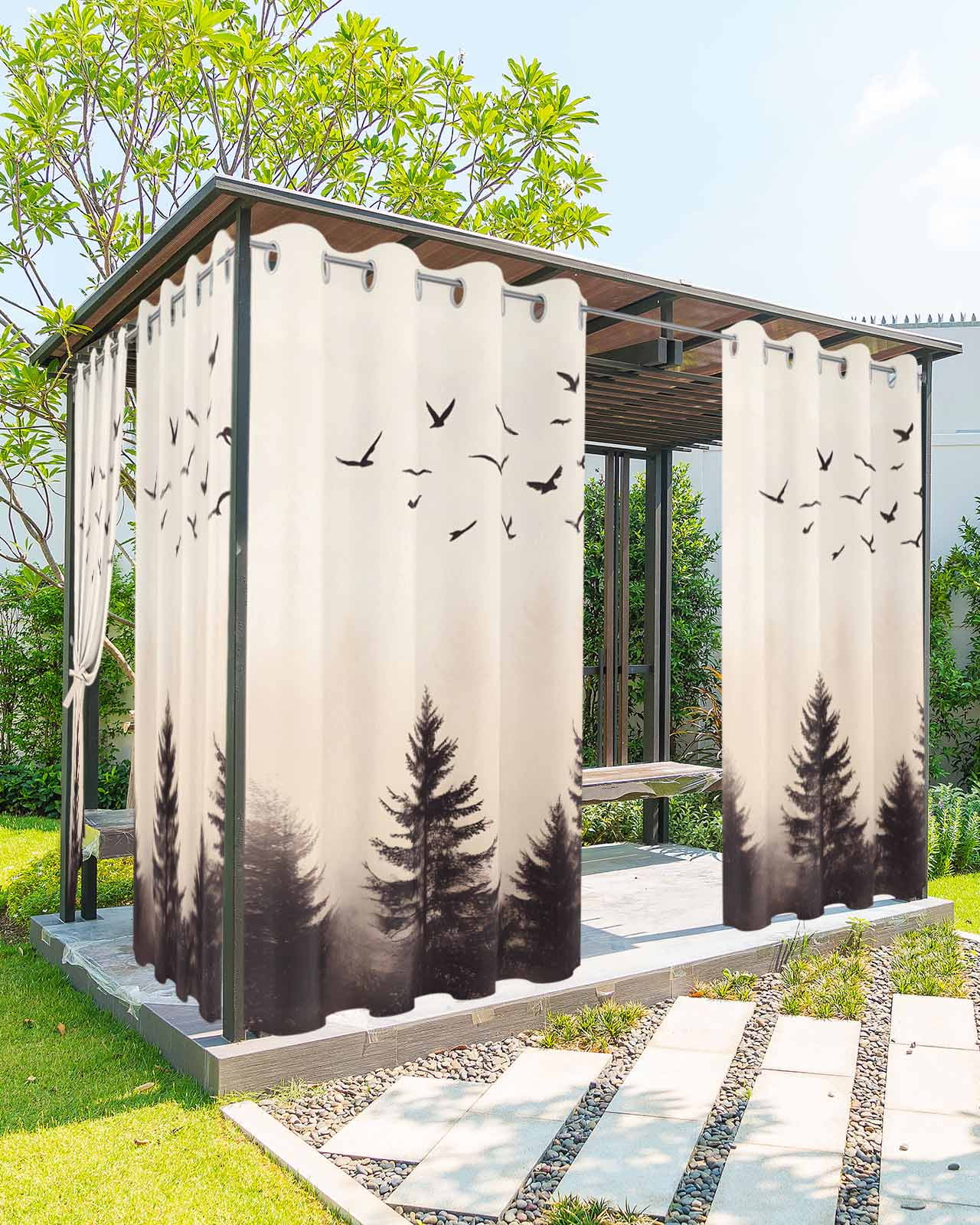 nqOlkjepod Outdoor Curtains for Patio Waterproof, Rustic Mist Forest ...