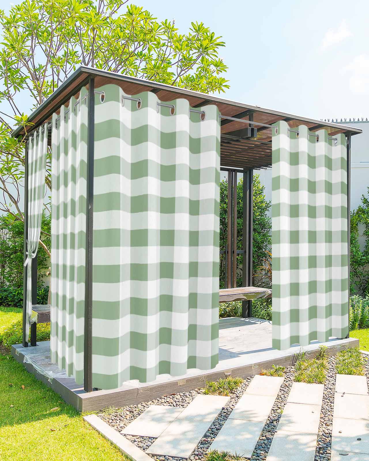 nqOlkjepod Outdoor Curtains for Patio Waterproof, Saga Green Plaid ...