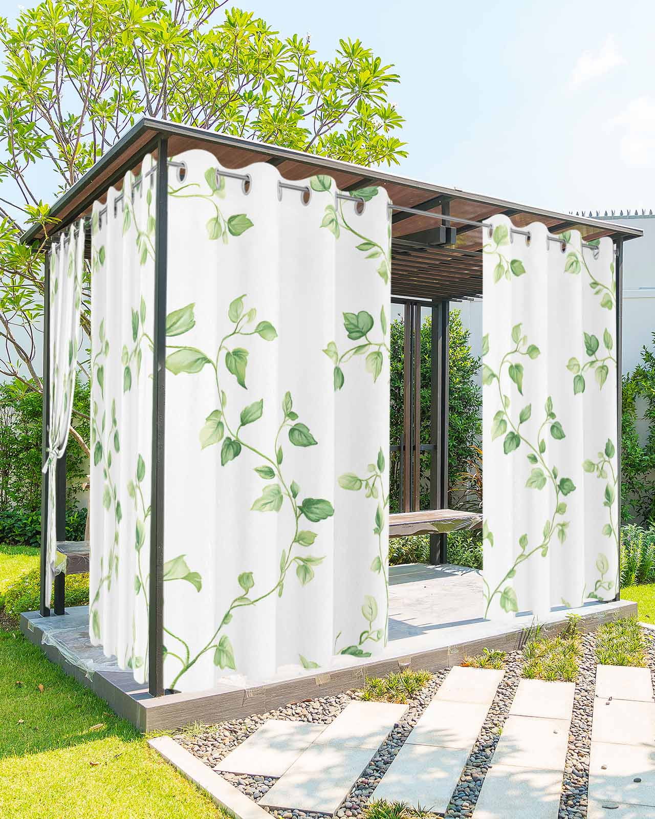 nqOlkjepod Outdoor Curtains for Patio Waterproof, Sage Green Branches ...