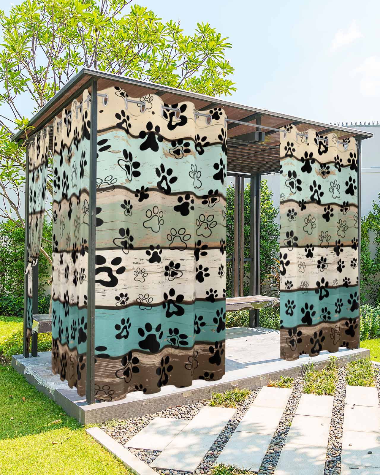 nqOlkjepod Outdoor Curtains for Patio Waterproof, Sage Green Brown Paw ...