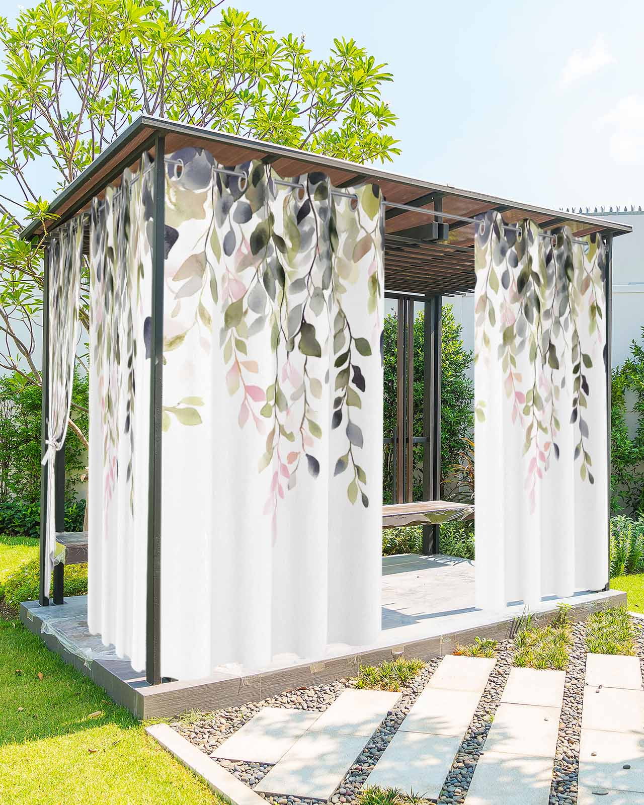 nqOlkjepod Outdoor Curtains for Patio Waterproof, Sage Green Leaves ...