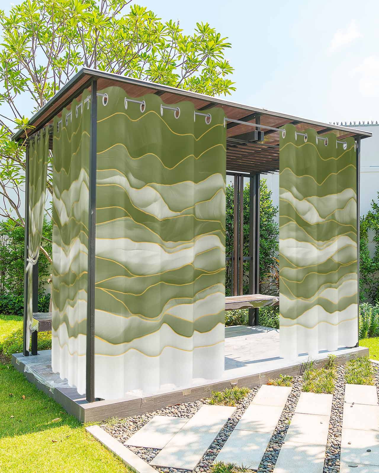 nqOlkjepod Outdoor Curtains for Patio Waterproof, Sage Green Marble ...