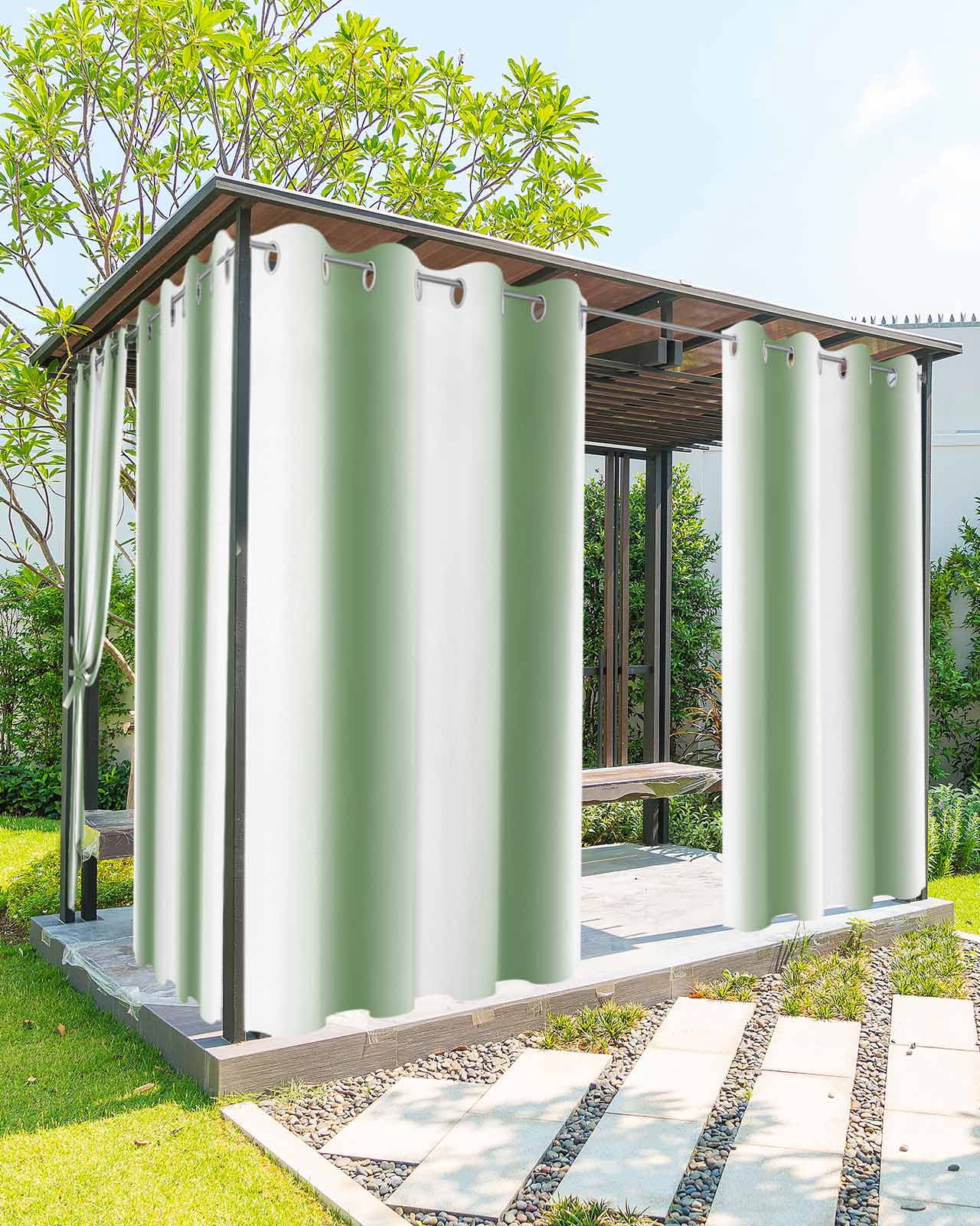 nqOlkjepod Outdoor Curtains for Patio Waterproof, Sage Green Ombre ...
