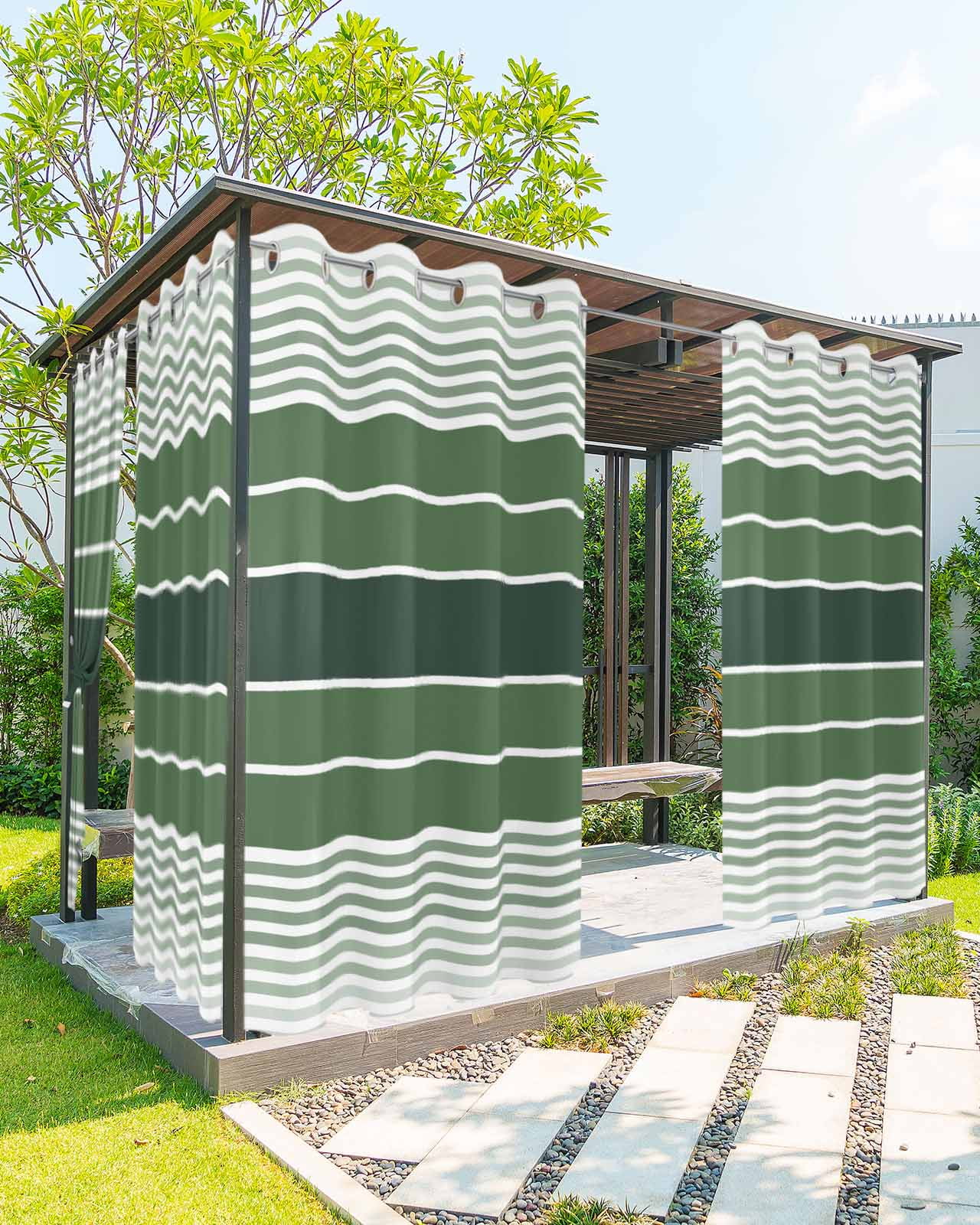 nqOlkjepod Outdoor Curtains for Patio Waterproof, Sage Green Ombre ...