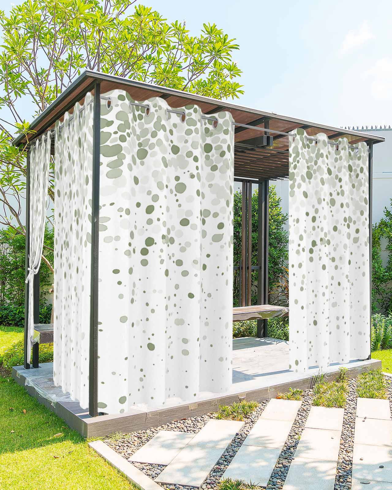 nqOlkjepod Outdoor Curtains for Patio Waterproof, Sage Green Polka Dot ...