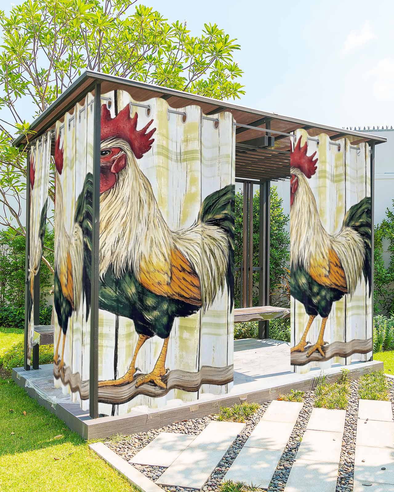 nqOlkjepod Outdoor Curtains for Patio Waterproof, Sage Green Rooster ...