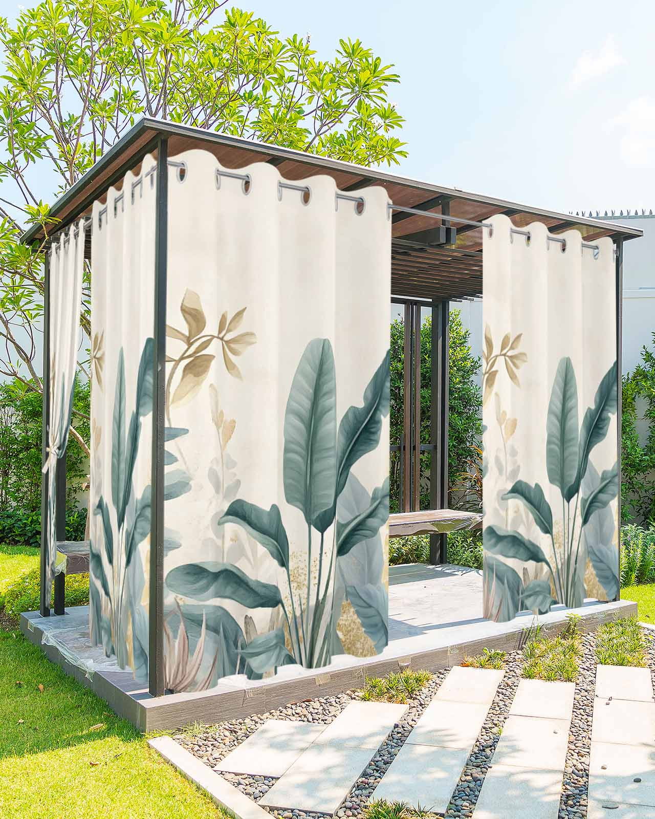 nqOlkjepod Outdoor Curtains for Patio Waterproof, Sage Green Tropical ...