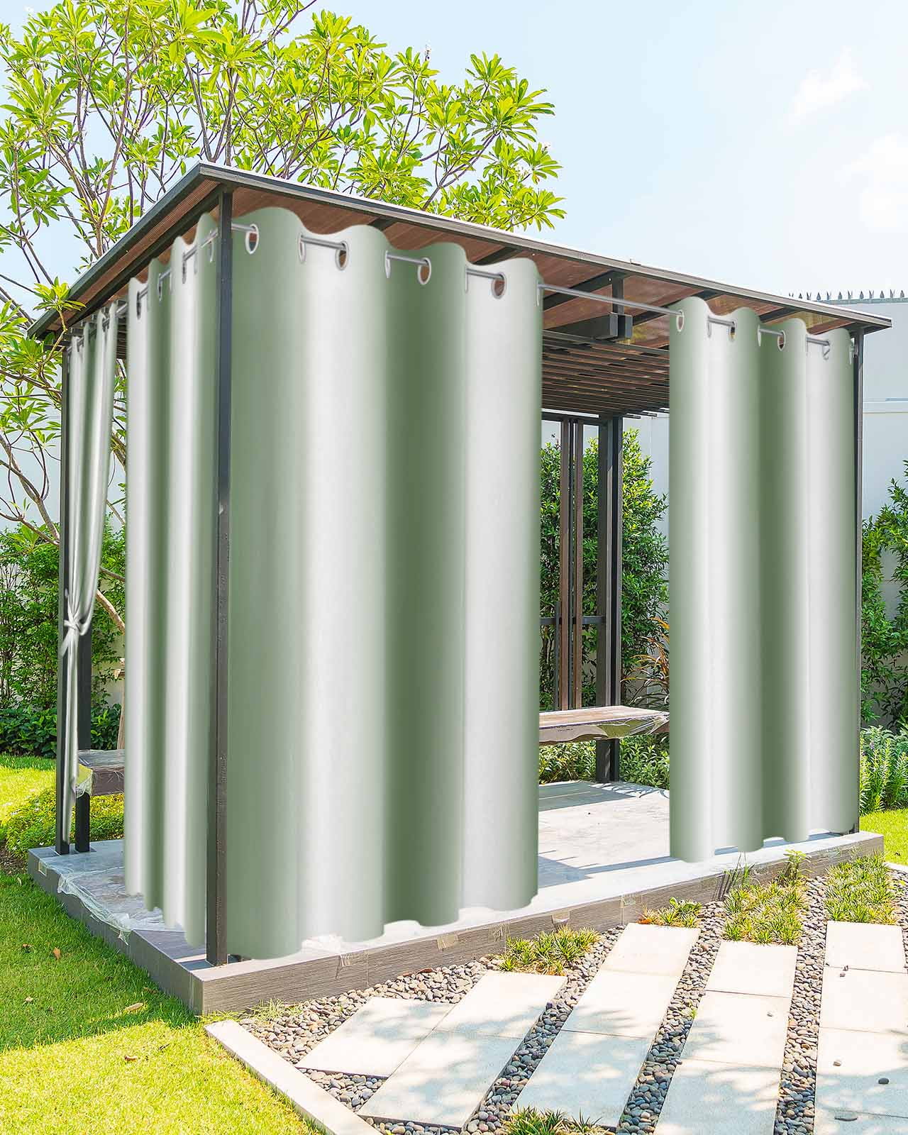 nqOlkjepod Outdoor Curtains for Patio Waterproof, Sage Green White ...