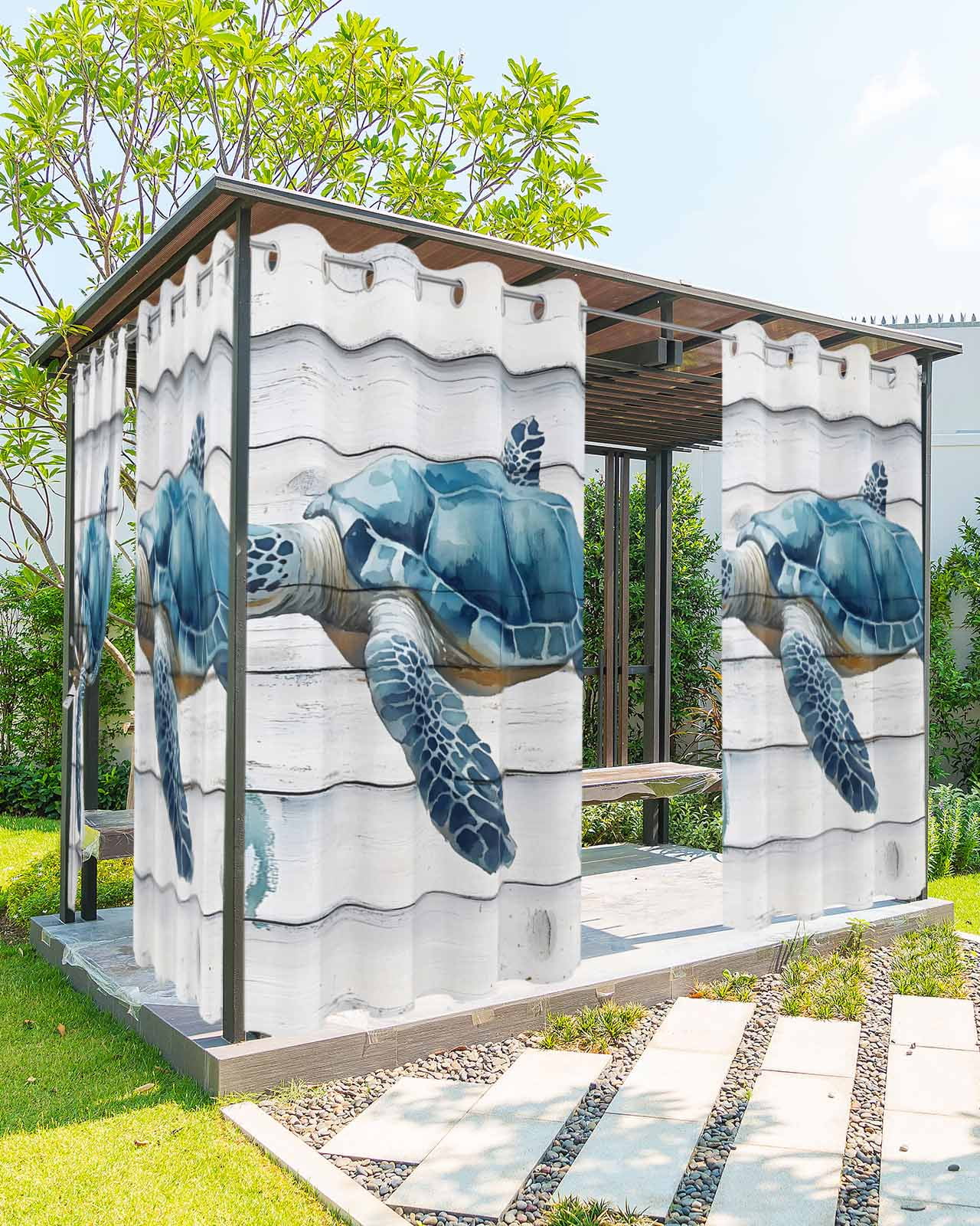nqOlkjepod Outdoor Curtains for Patio Waterproof, Sea Turtle Blue ...