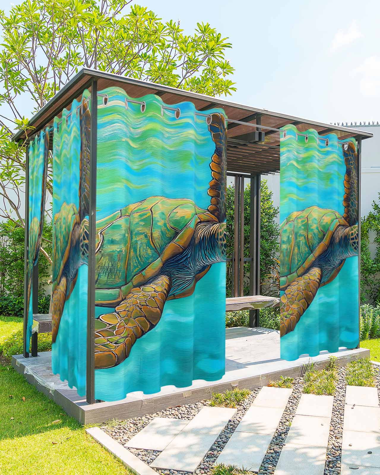 nqOlkjepod Outdoor Curtains for Patio Waterproof, Sea Turtle Coastal ...