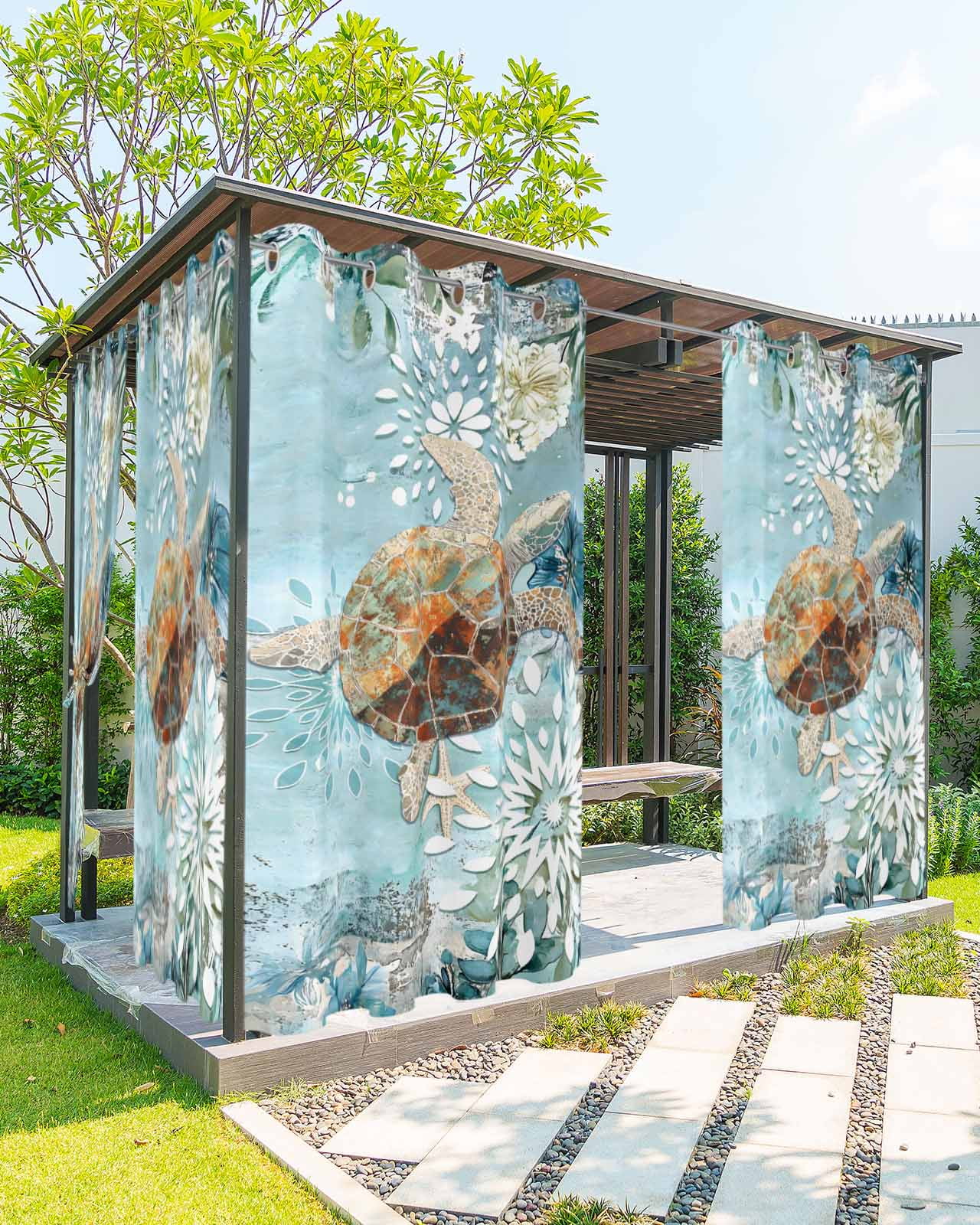 nqOlkjepod Outdoor Curtains for Patio Waterproof, Sea Turtle Coastal ...