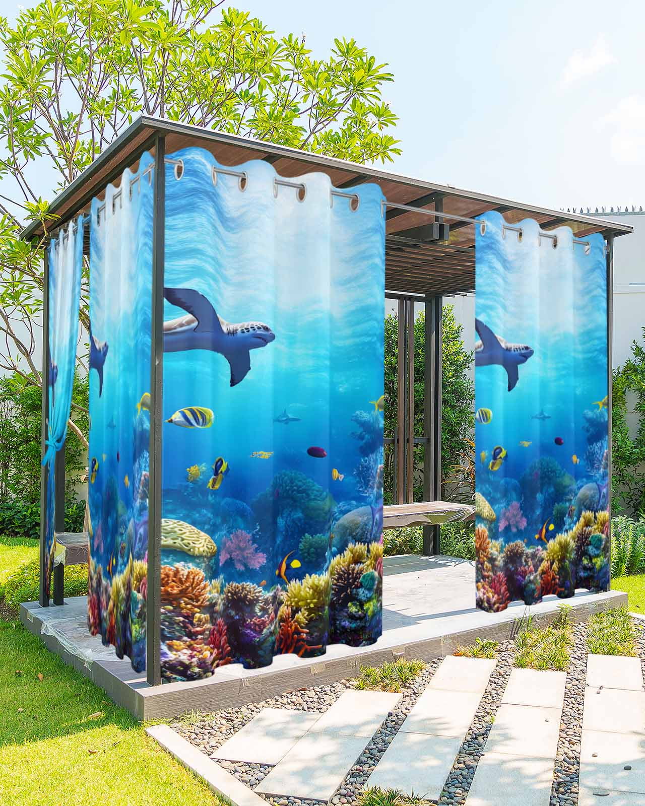 nqOlkjepod Outdoor Curtains for Patio Waterproof, Shark Outdoor Privacy ...