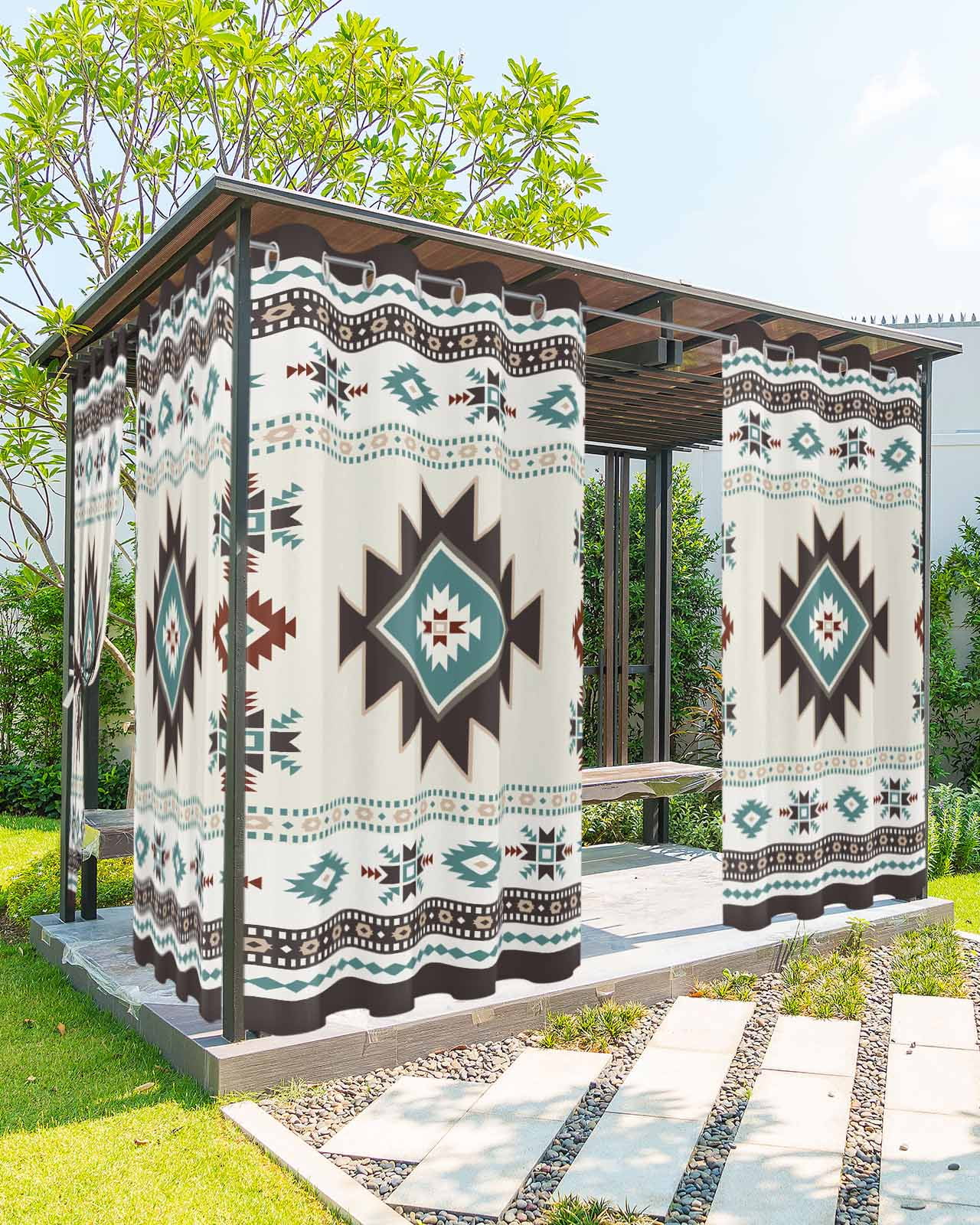 nqOlkjepod Outdoor Curtains for Patio Waterproof, Southwest Ethnic ...