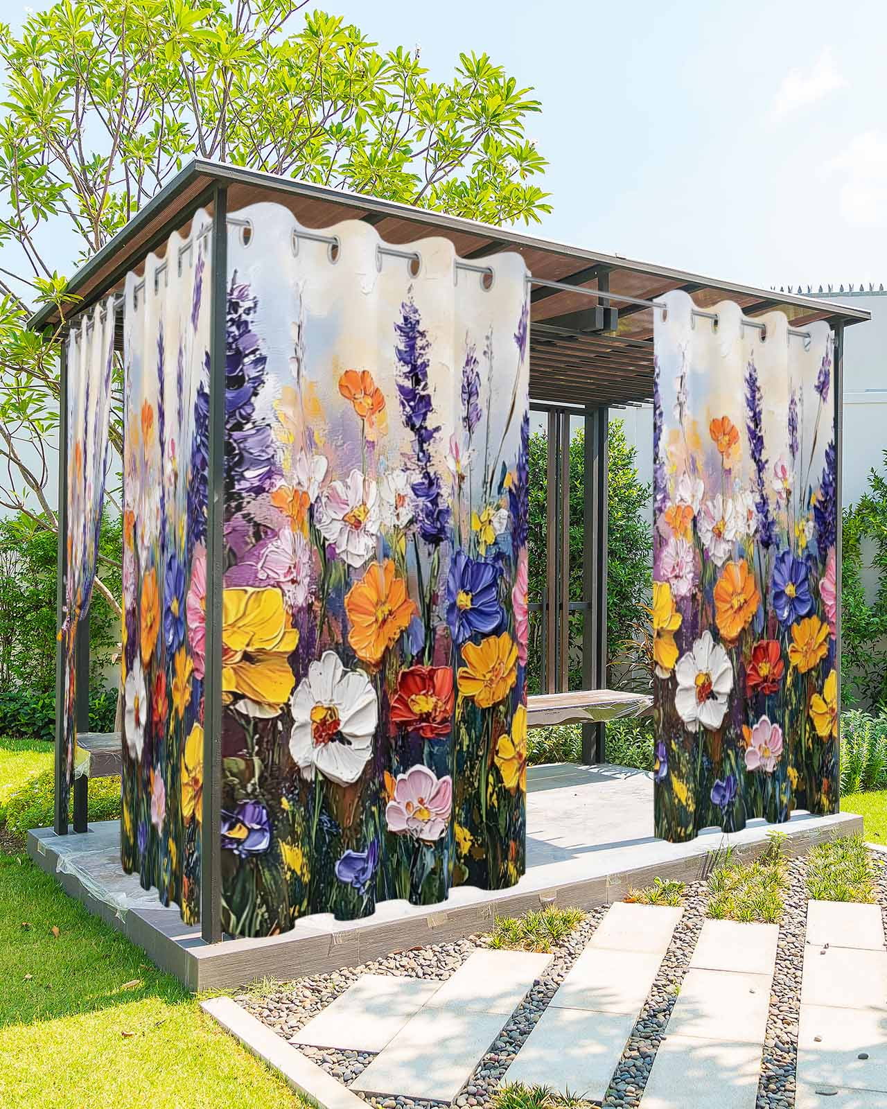 nqOlkjepod Outdoor Curtains for Patio Waterproof, Spring Botanical ...