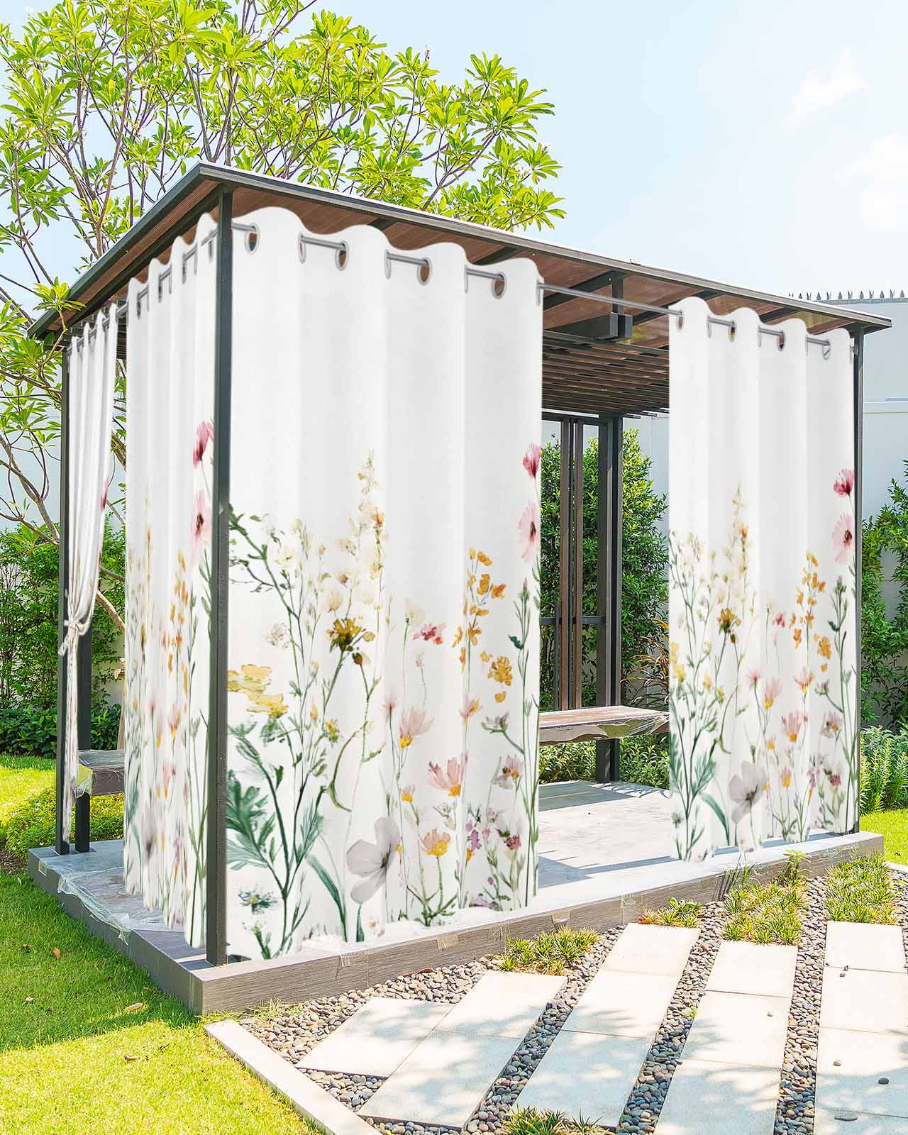 nqOlkjepod Outdoor Curtains for Patio Waterproof, Spring Botanical ...