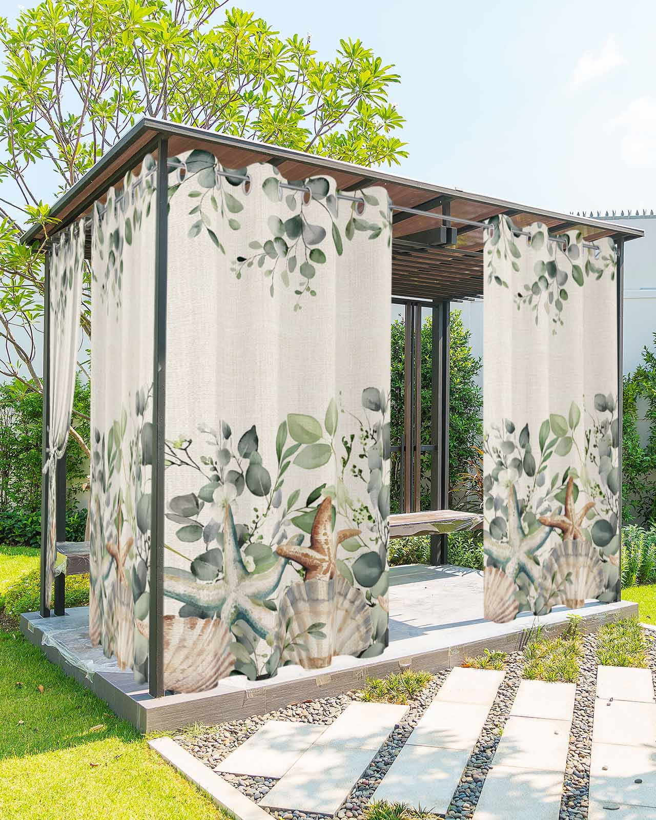 nqOlkjepod Outdoor Curtains for Patio Waterproof, Spring Eucalyptus ...