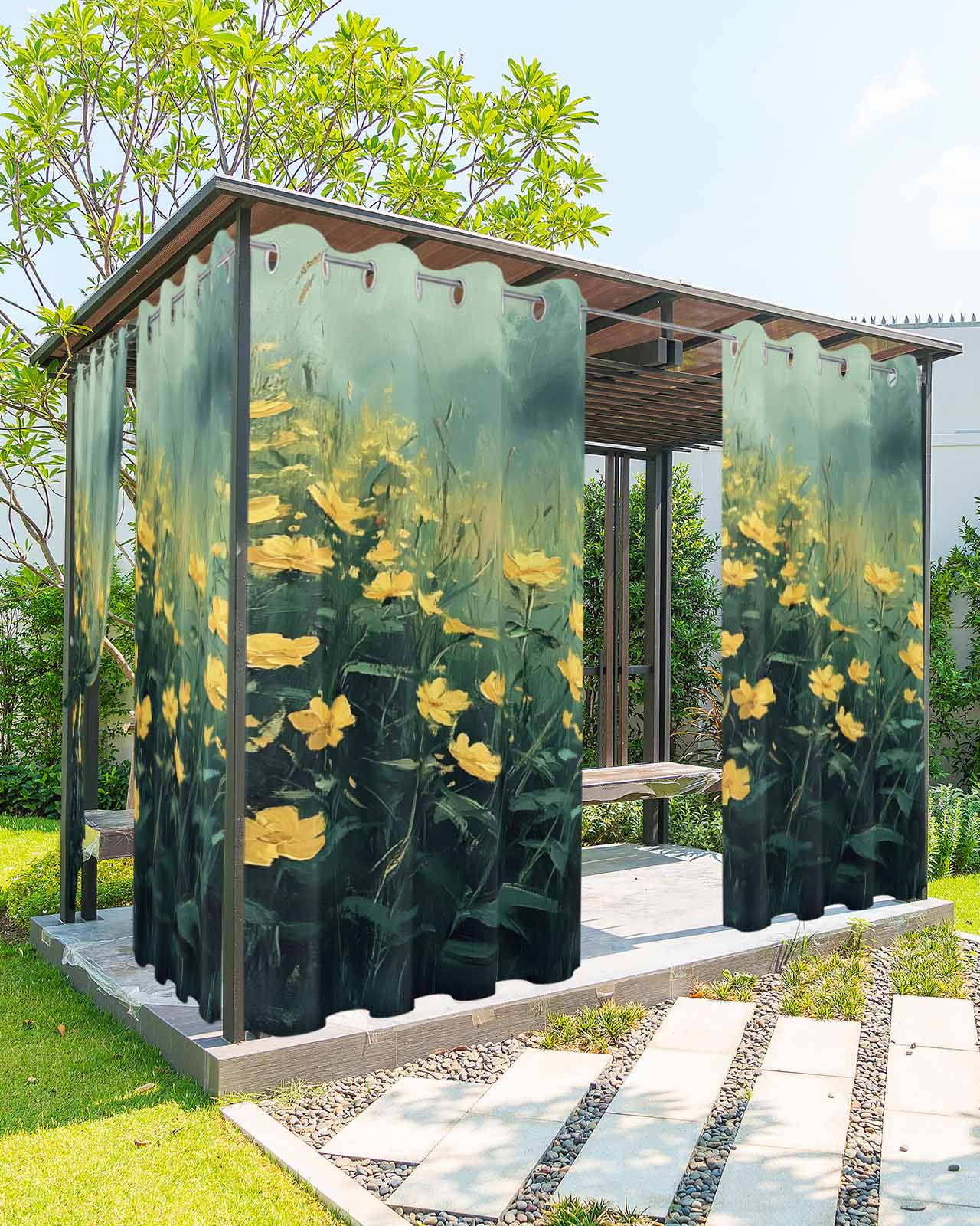 nqOlkjepod Outdoor Curtains for Patio Waterproof, Spring Floral Outdoor ...