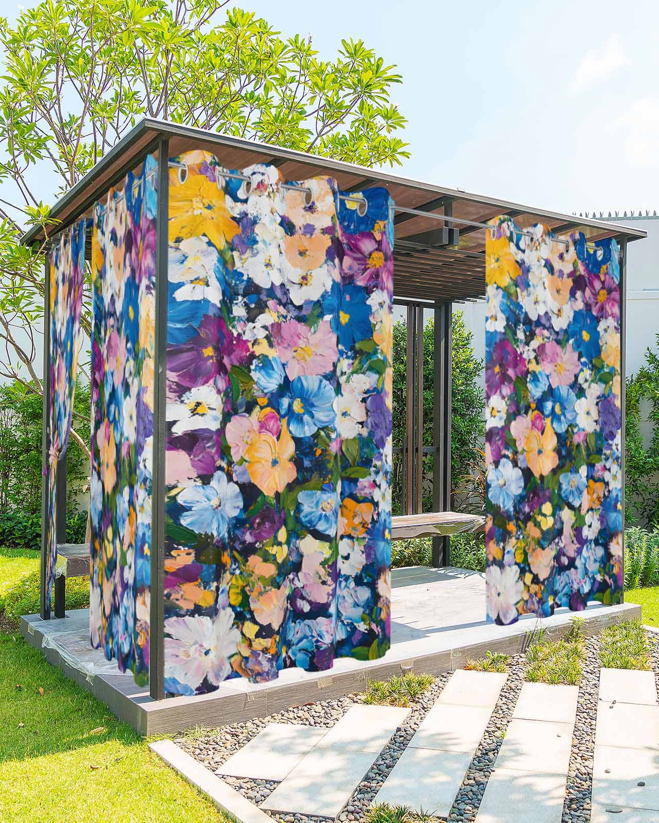 nqOlkjepod Outdoor Curtains for Patio Waterproof, Spring Floral Outdoor ...