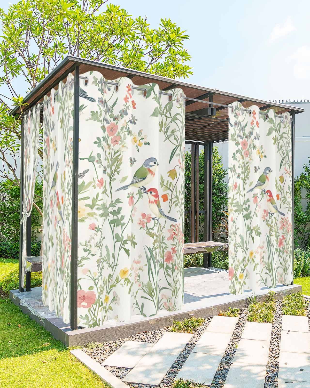 nqOlkjepod Outdoor Curtains for Patio Waterproof, Spring Floral Outdoor ...
