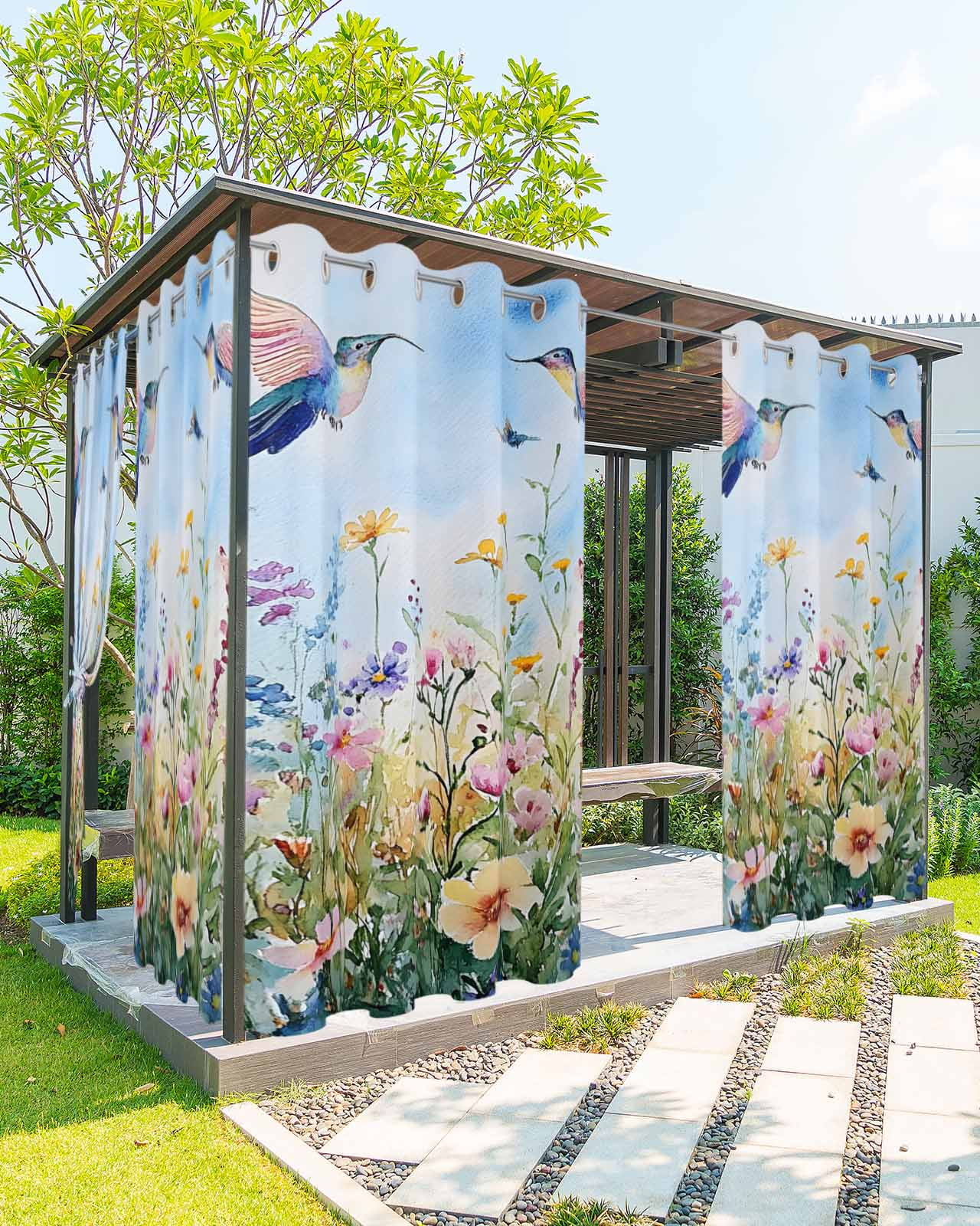 nqOlkjepod Outdoor Curtains for Patio Waterproof, Spring Floral Outdoor ...