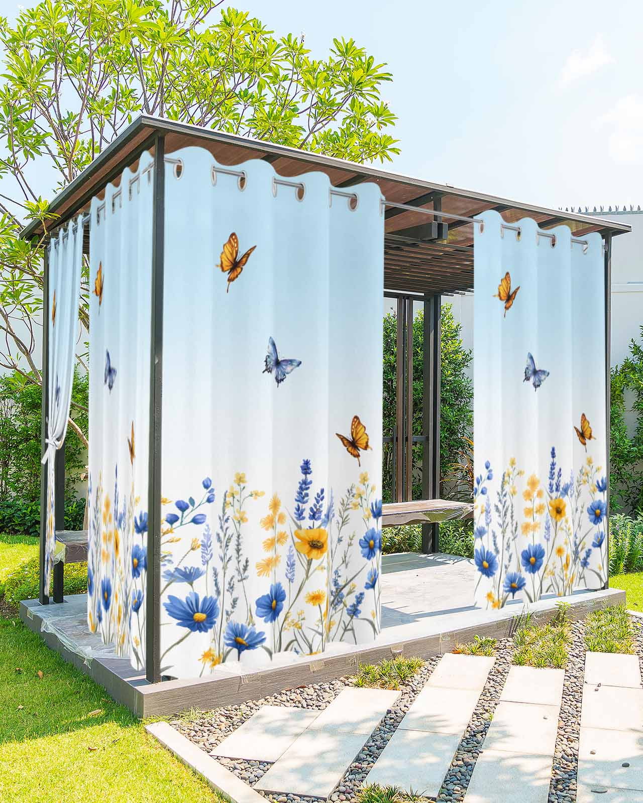 nqOlkjepod Outdoor Curtains for Patio Waterproof, Spring Floral Outdoor ...