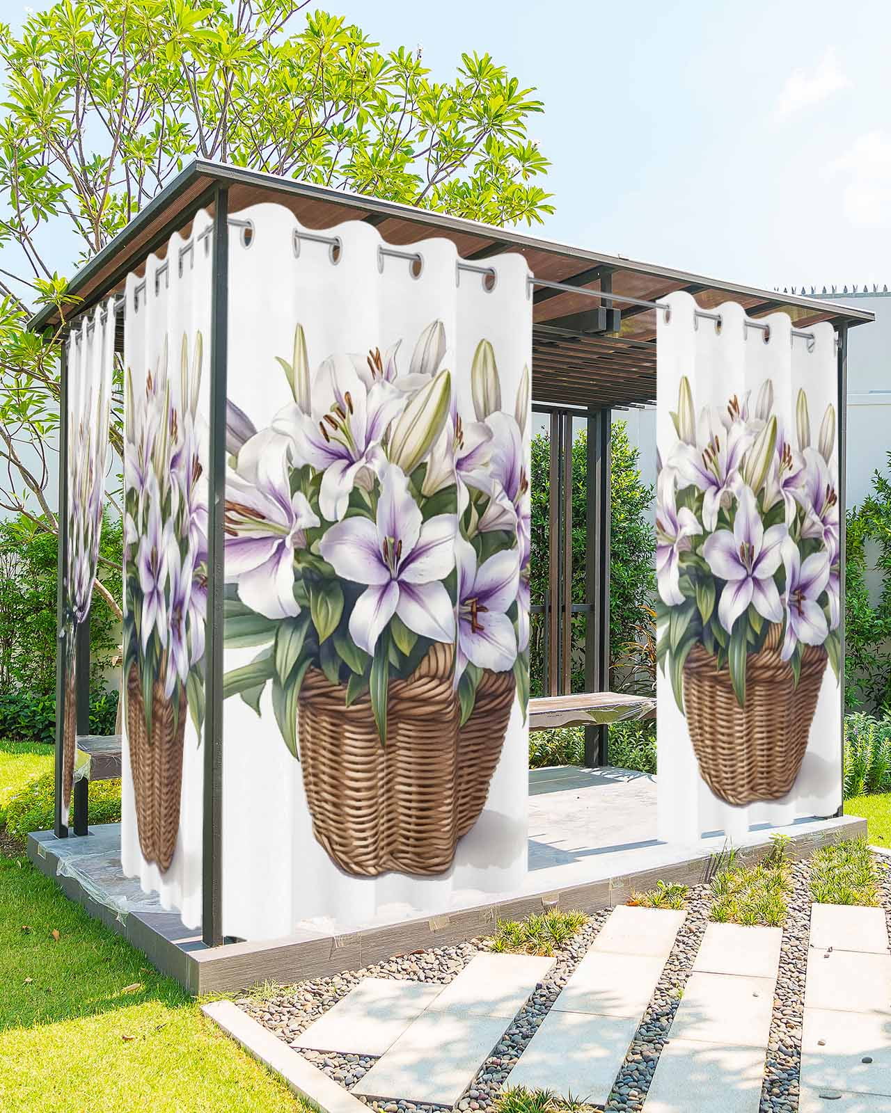 nqOlkjepod Outdoor Curtains for Patio Waterproof, Spring Floral Outdoor ...