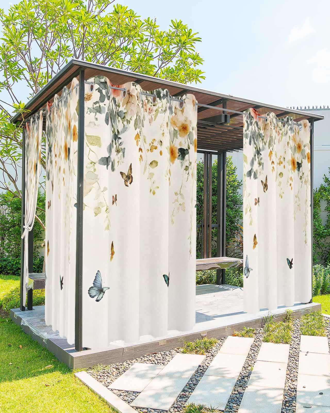 nqOlkjepod Outdoor Curtains for Patio Waterproof, Spring Floral Outdoor ...