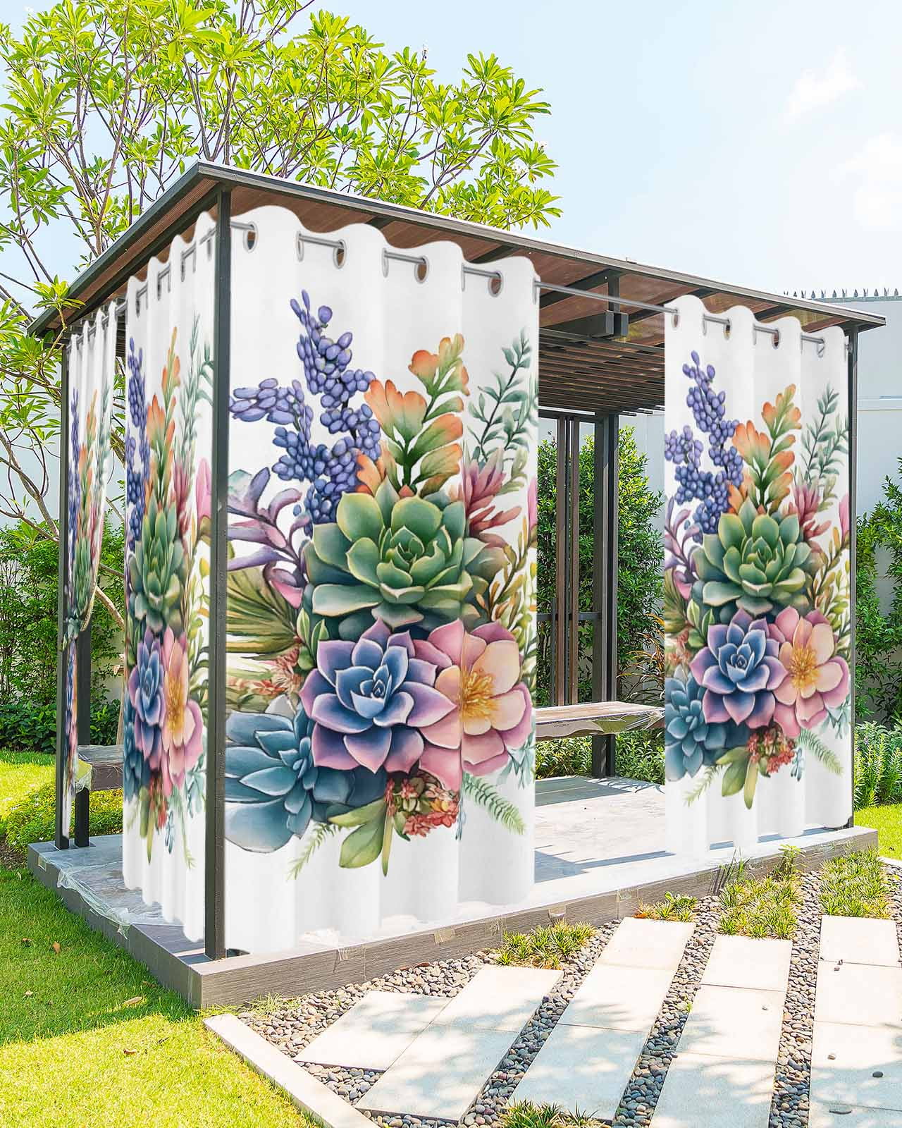 nqOlkjepod Outdoor Curtains for Patio Waterproof, Spring Floral ...