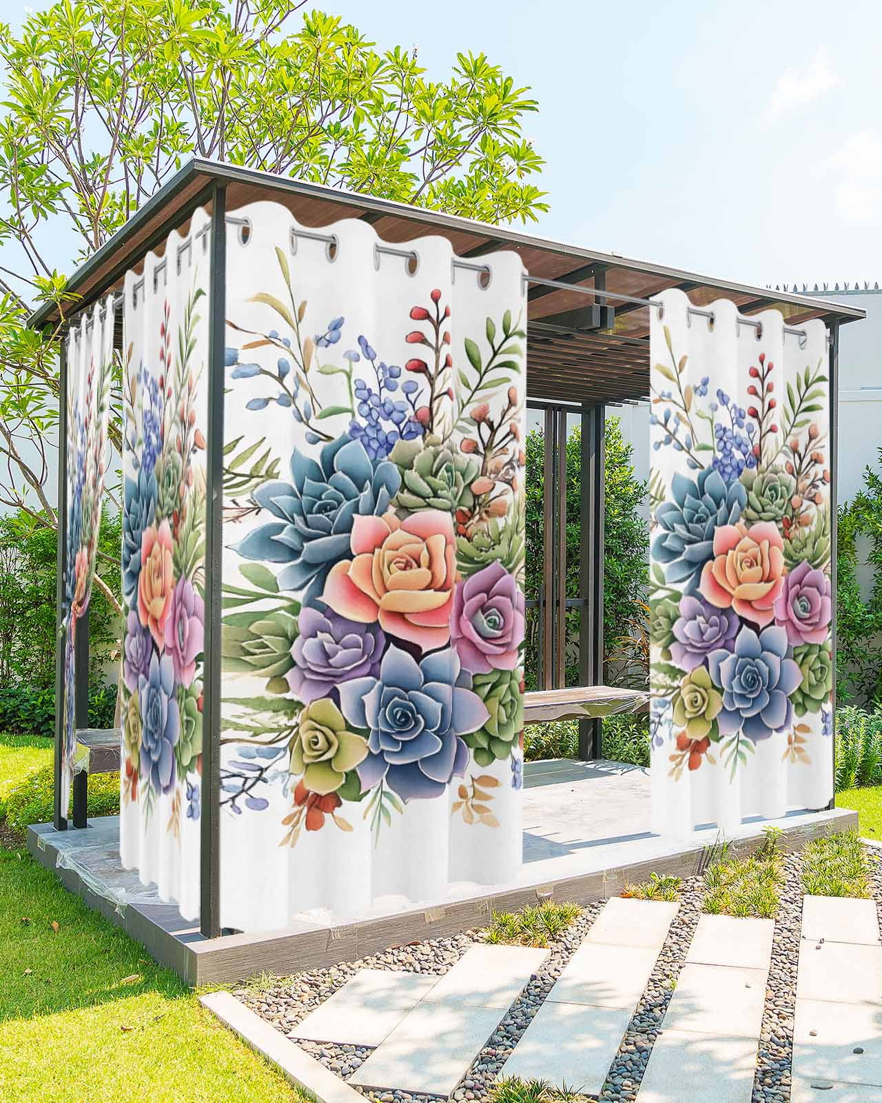 nqOlkjepod Outdoor Curtains for Patio Waterproof, Spring Floral ...