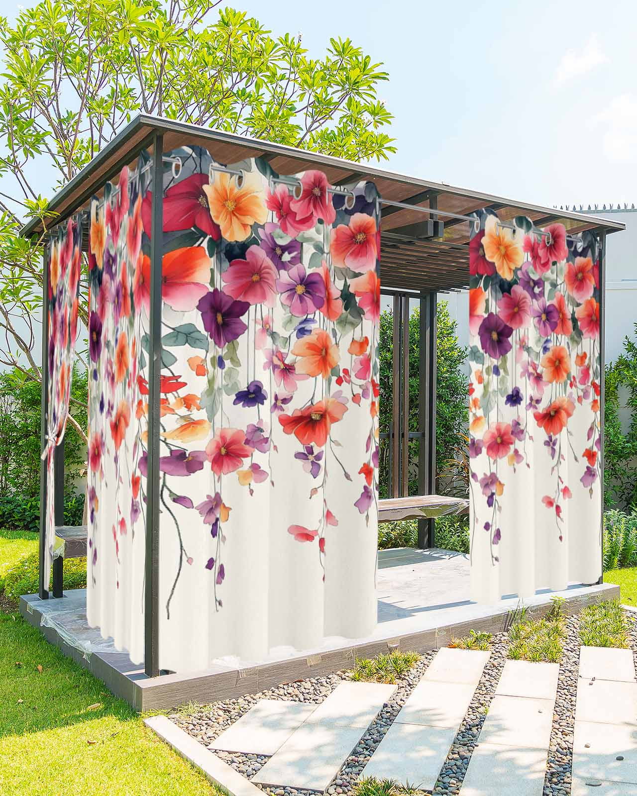 nqOlkjepod Outdoor Curtains for Patio Waterproof, Spring Flowers ...