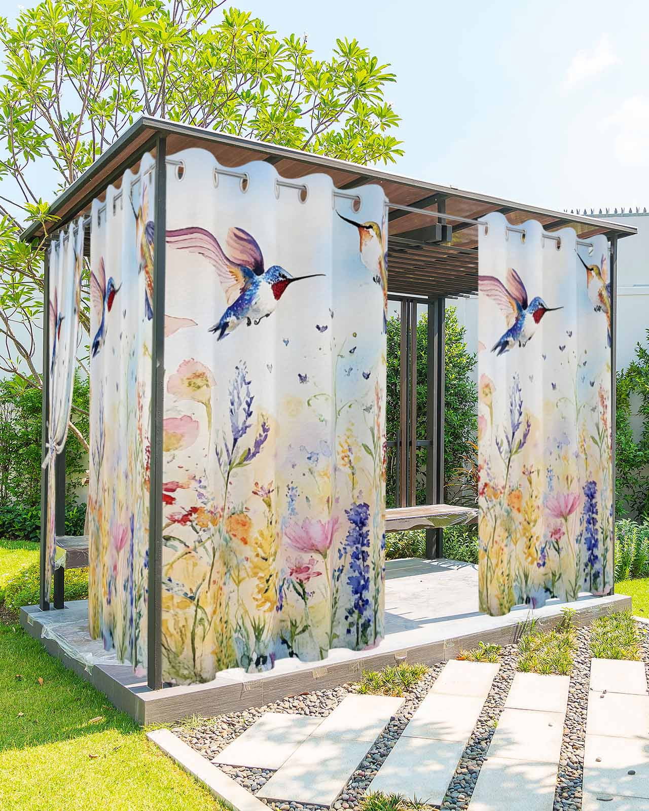 nqOlkjepod Outdoor Curtains for Patio Waterproof, Spring Hummingbird ...