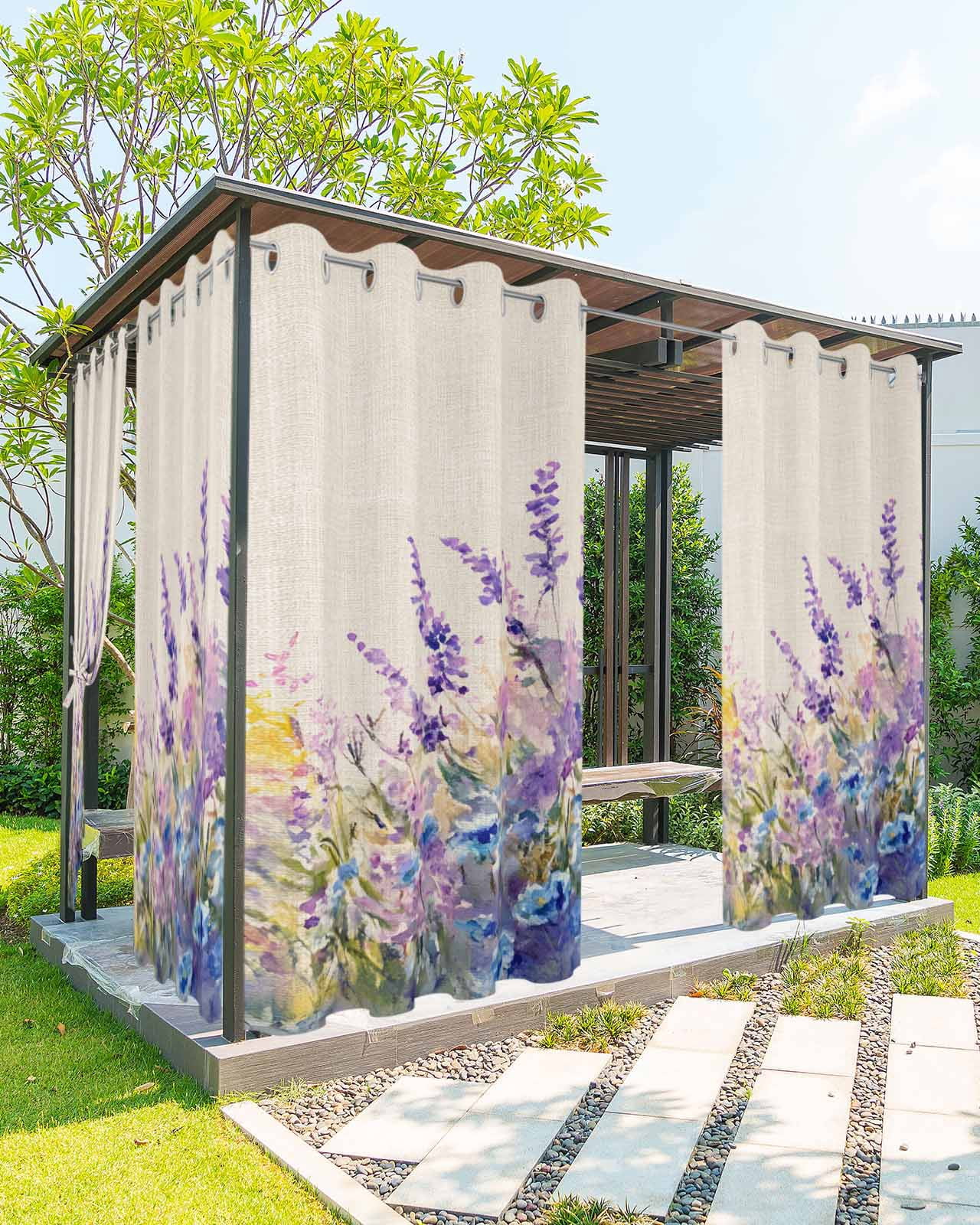 nqOlkjepod Outdoor Curtains for Patio Waterproof, Spring Lavender ...