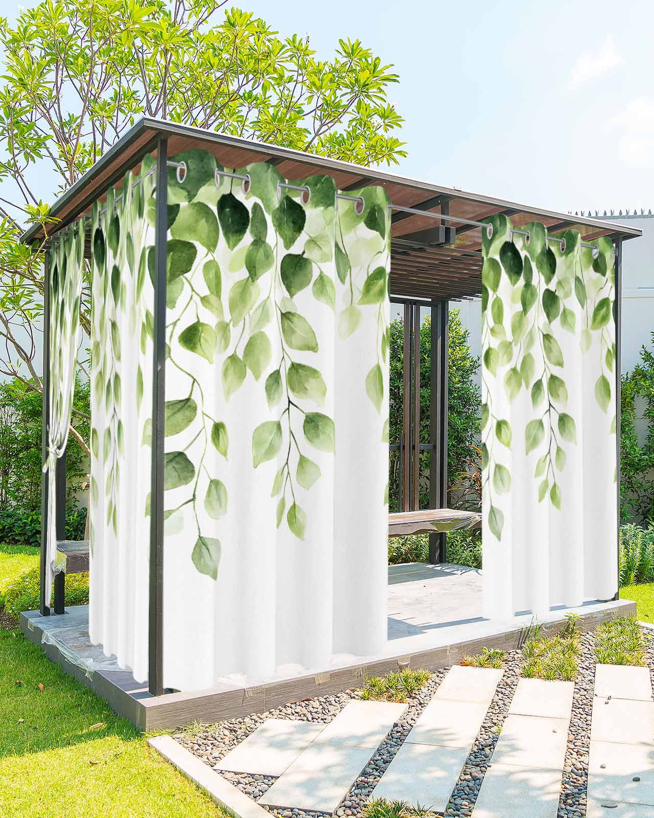 nqOlkjepod Outdoor Curtains for Patio Waterproof, Spring Leaves Outdoor ...