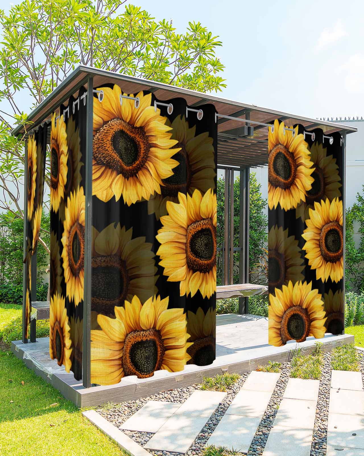 nqOlkjepod Outdoor Curtains for Patio Waterproof, Spring Sunflower ...