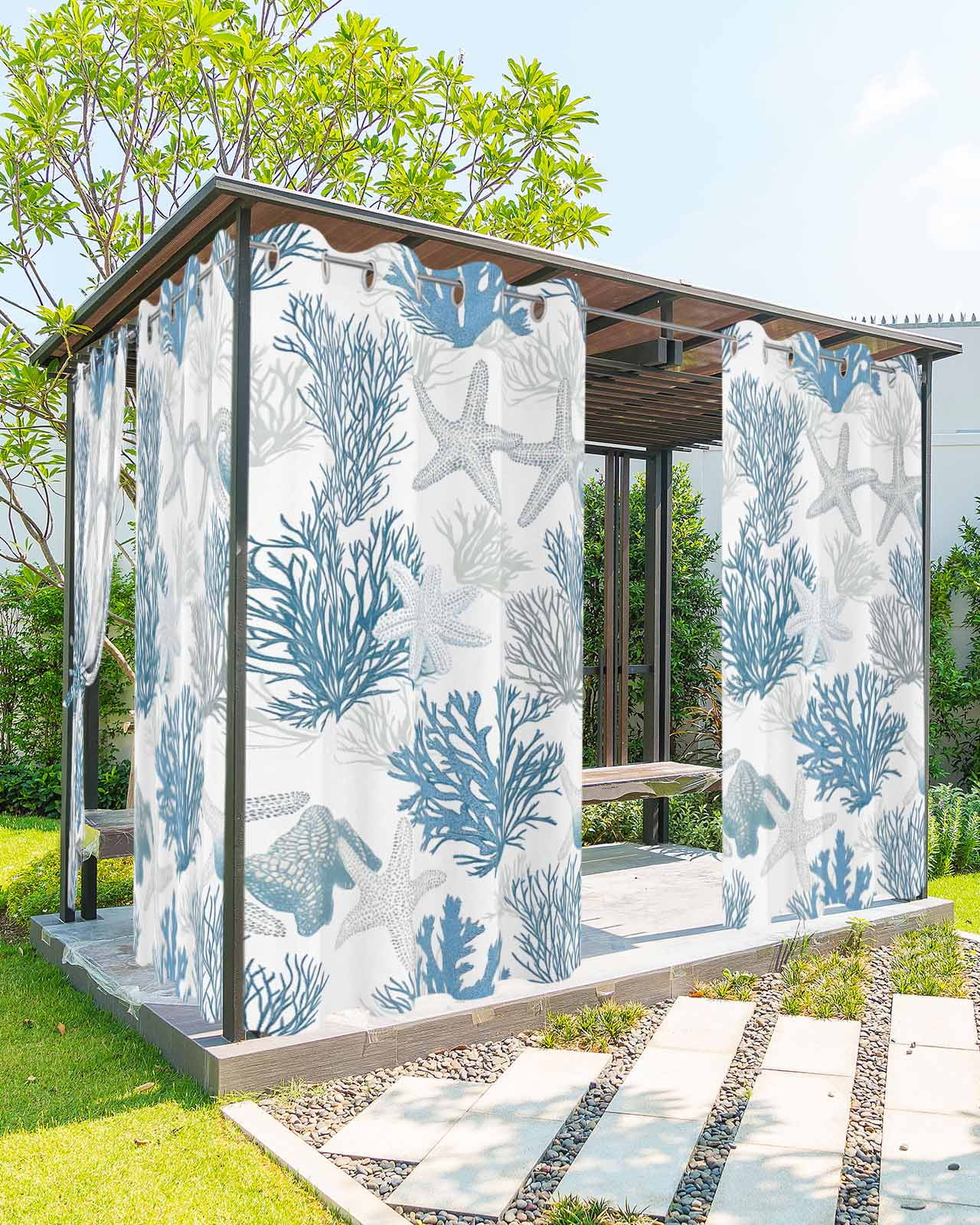 nqOlkjepod Outdoor Curtains for Patio Waterproof, Starfish Coastal ...