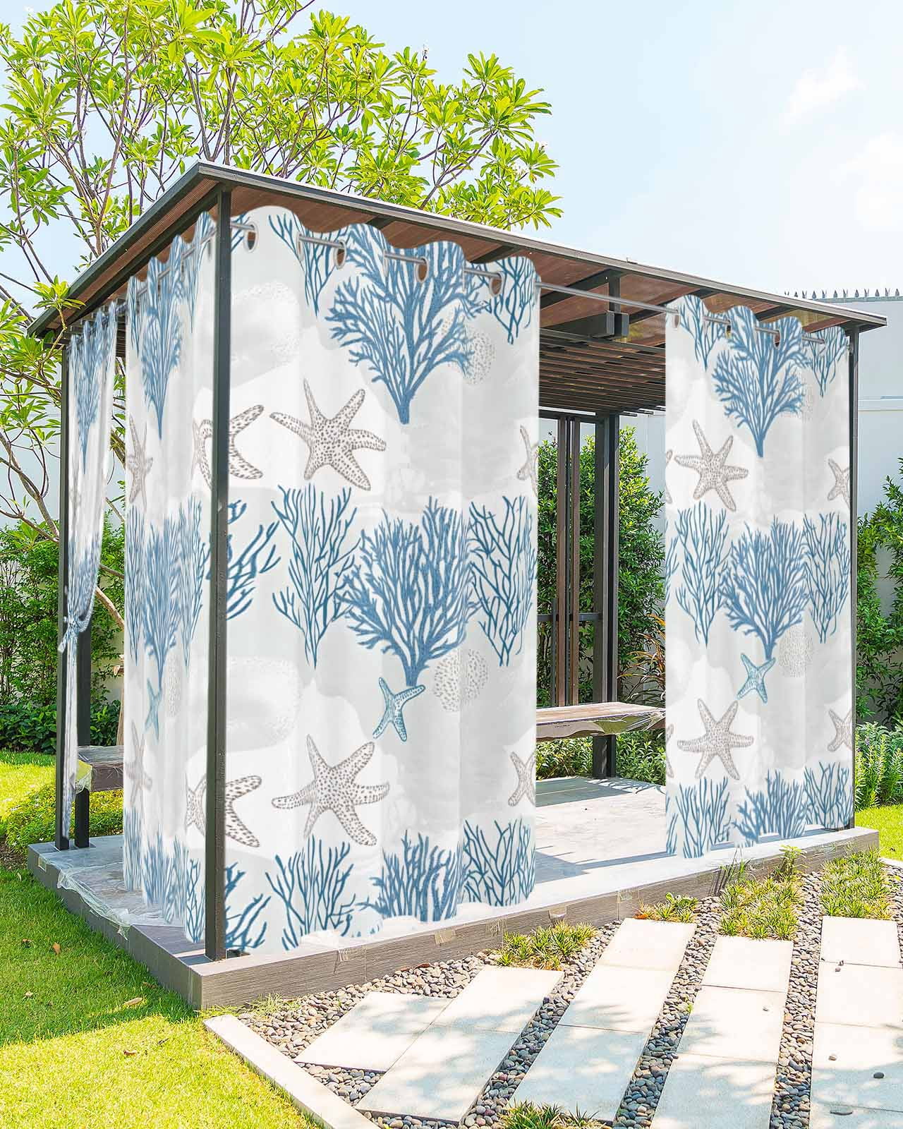 nqOlkjepod Outdoor Curtains for Patio Waterproof, Starfish Coastal ...