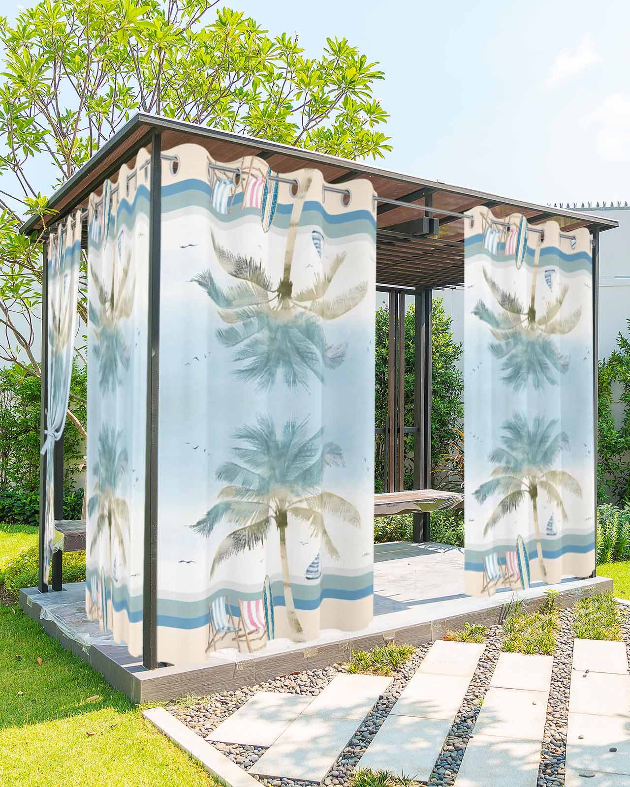 nqOlkjepod Outdoor Curtains for Patio Waterproof, Summer Beach Chair ...