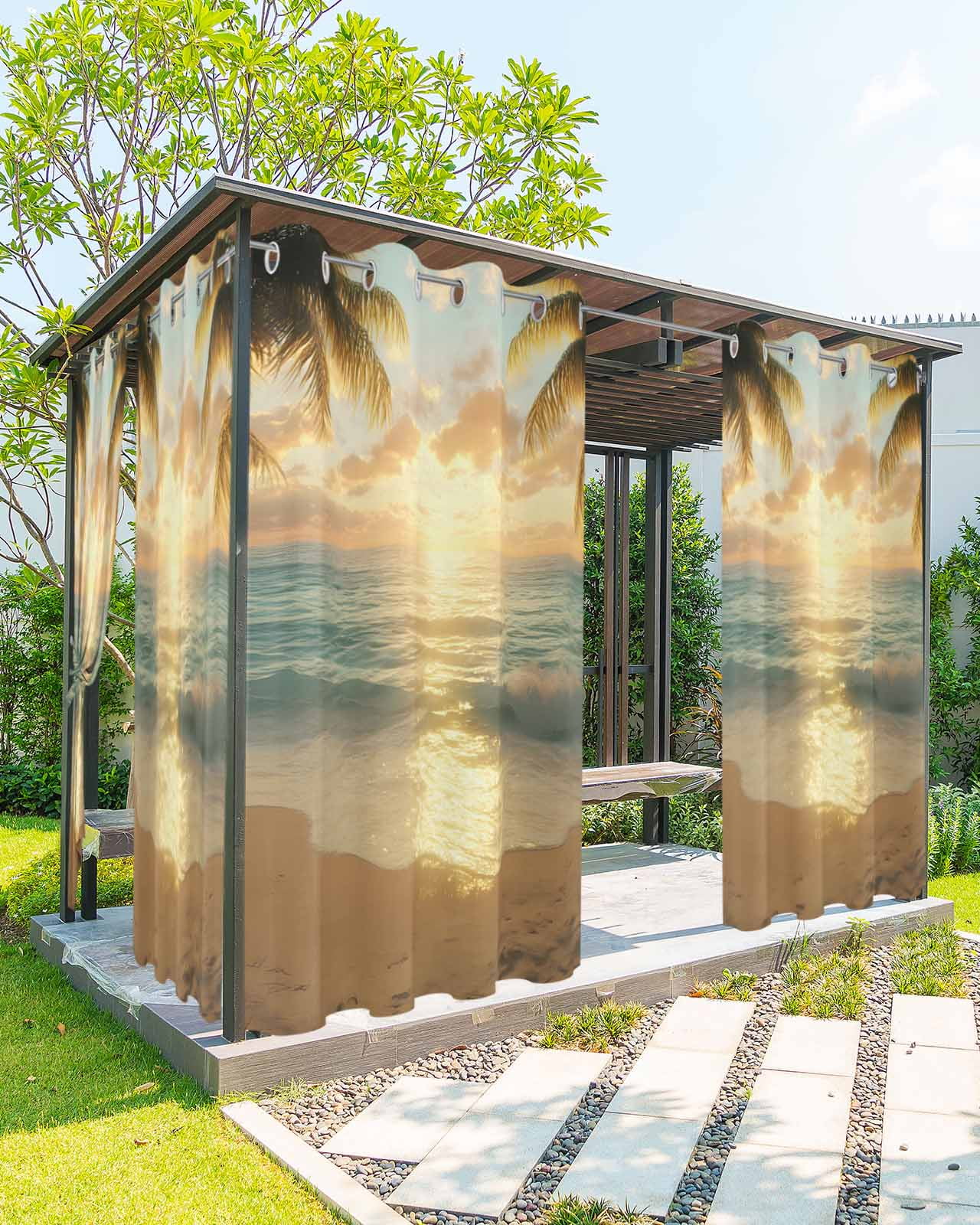 nqOlkjepod Outdoor Curtains for Patio Waterproof, Summer Beach Outdoor ...