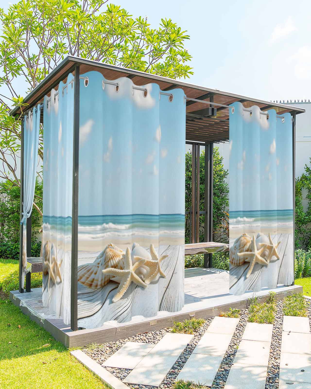 nqOlkjepod Outdoor Curtains for Patio Waterproof, Summer Beach Outdoor ...