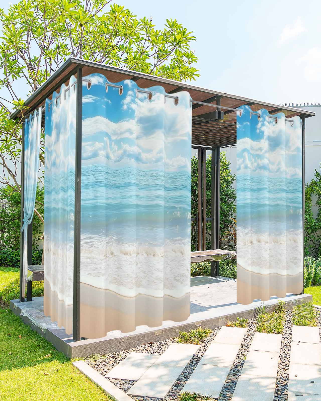 nqOlkjepod Outdoor Curtains for Patio Waterproof, Summer Beach Outdoor ...