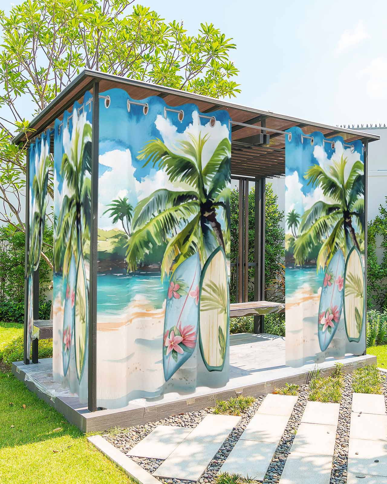 nqOlkjepod Outdoor Curtains for Patio Waterproof, Summer Beach Outdoor ...