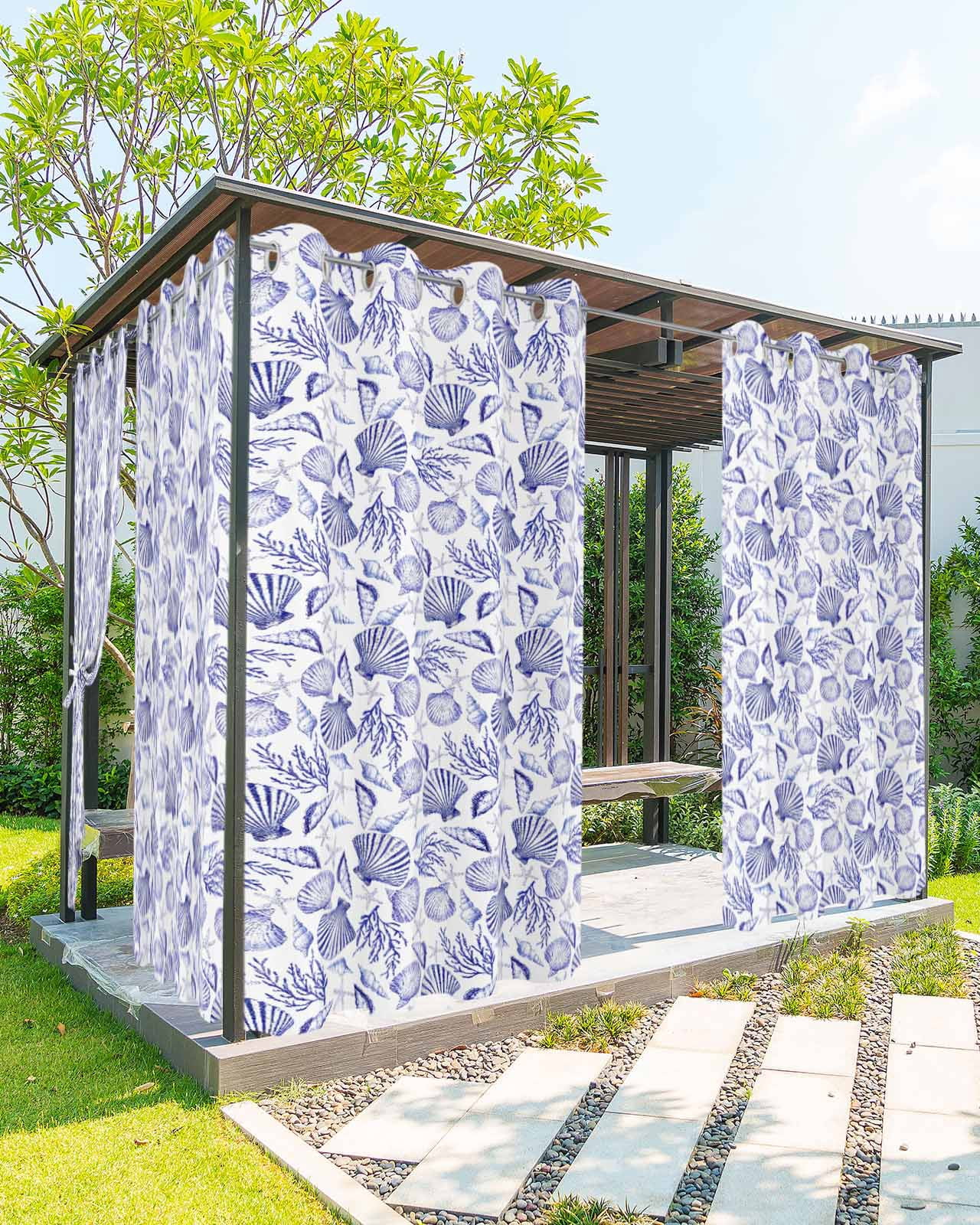 nqOlkjepod Outdoor Curtains for Patio Waterproof, Summer Coastal ...