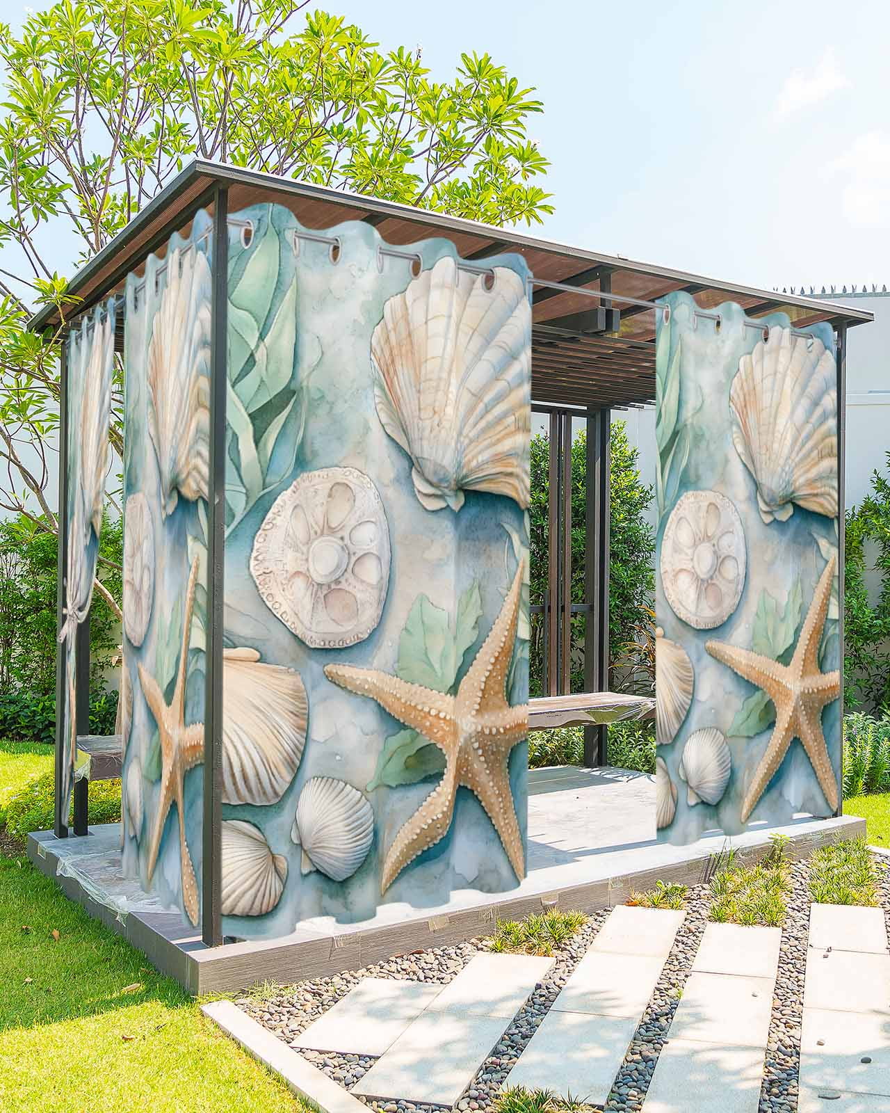 nqOlkjepod Outdoor Curtains for Patio Waterproof, Summer Coastal ...