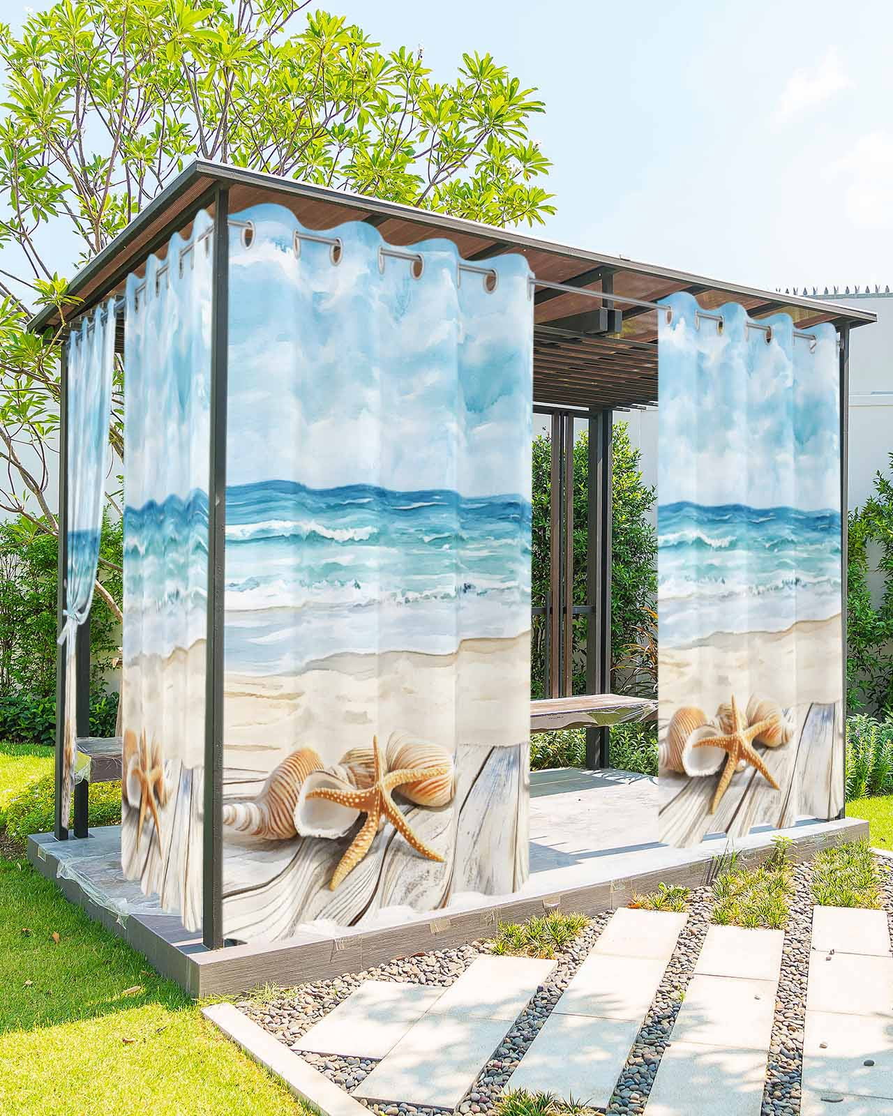 nqOlkjepod Outdoor Curtains for Patio Waterproof, Summer Coastal ...