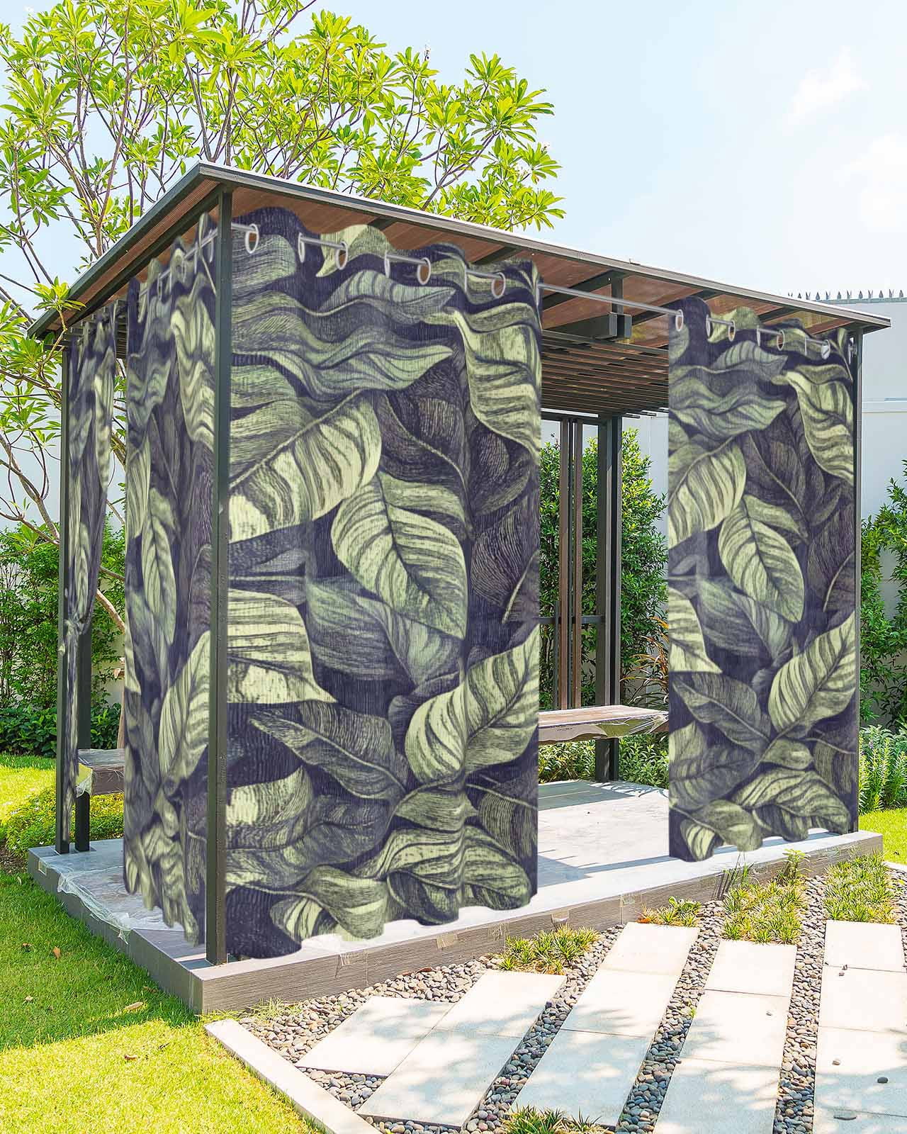 nqOlkjepod Outdoor Curtains for Patio Waterproof, Summer Leaves Outdoor ...