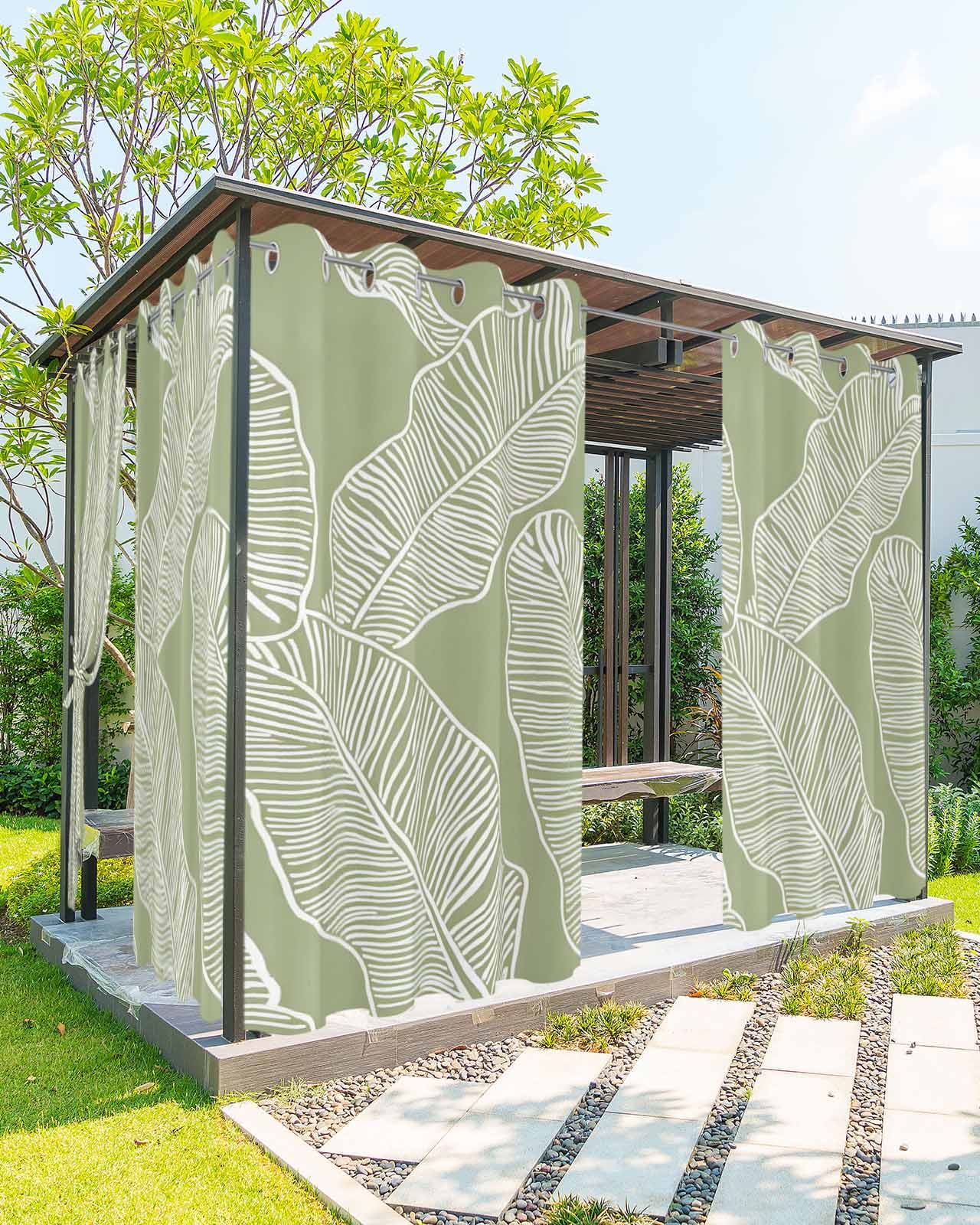 nqOlkjepod Outdoor Curtains for Patio Waterproof, Summer Leaves Outdoor ...