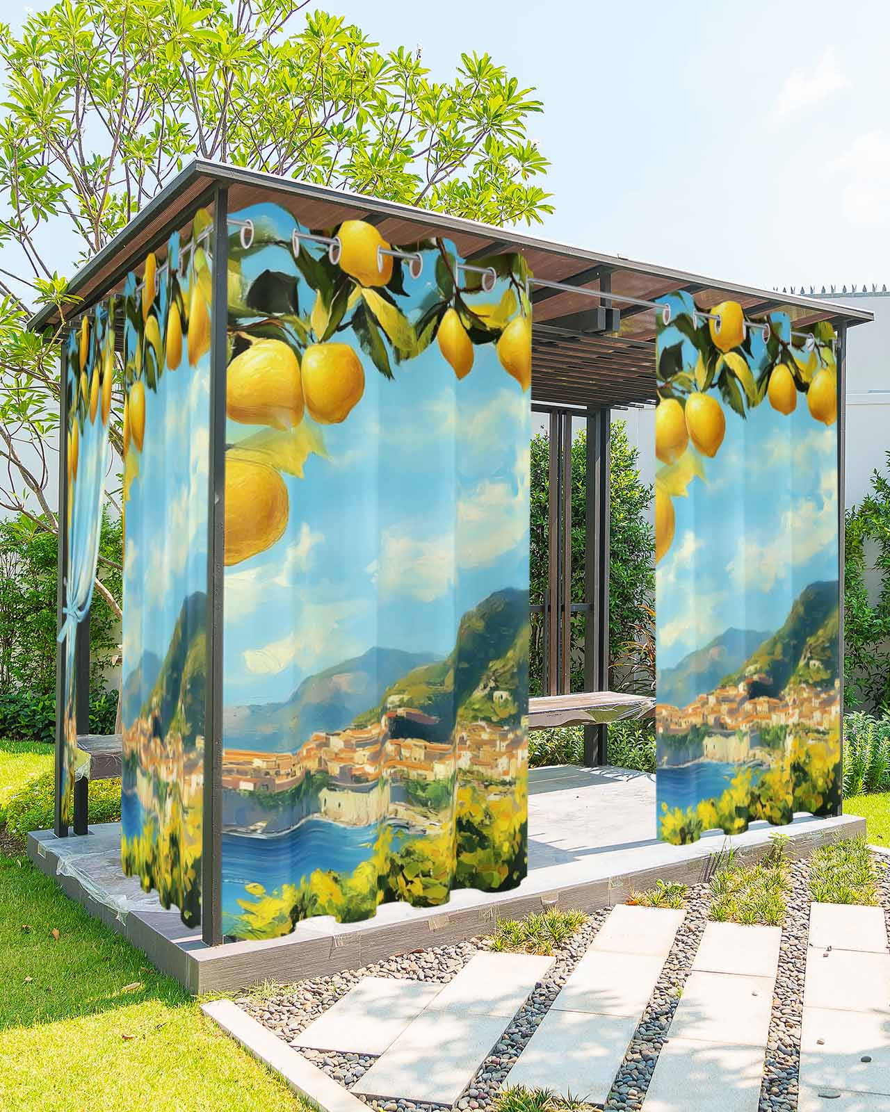 nqOlkjepod Outdoor Curtains for Patio Waterproof, Summer Lemon Outdoor ...