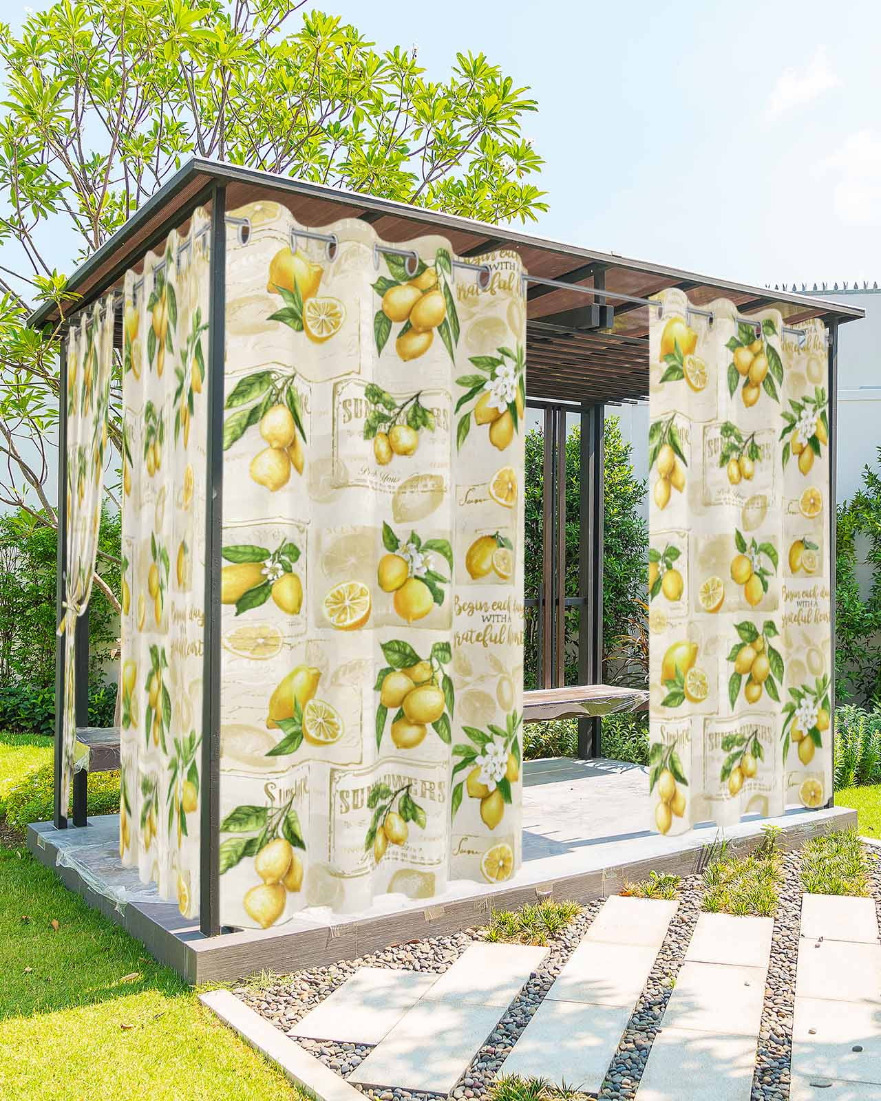 nqOlkjepod Outdoor Curtains for Patio Waterproof, Summer Lemons Outdoor Privacy Panels Grommet ...