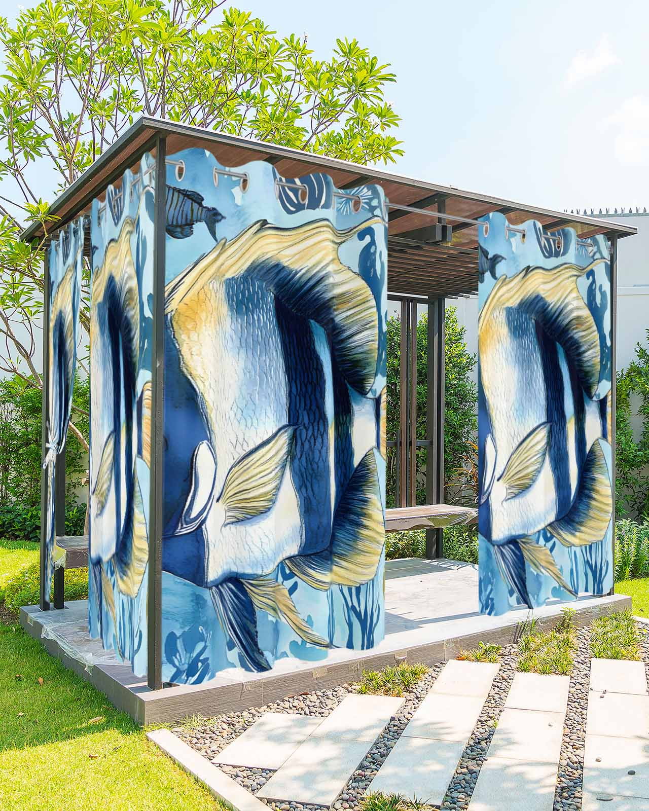 nqOlkjepod Outdoor Curtains for Patio Waterproof, Summer Ocean Fish ...