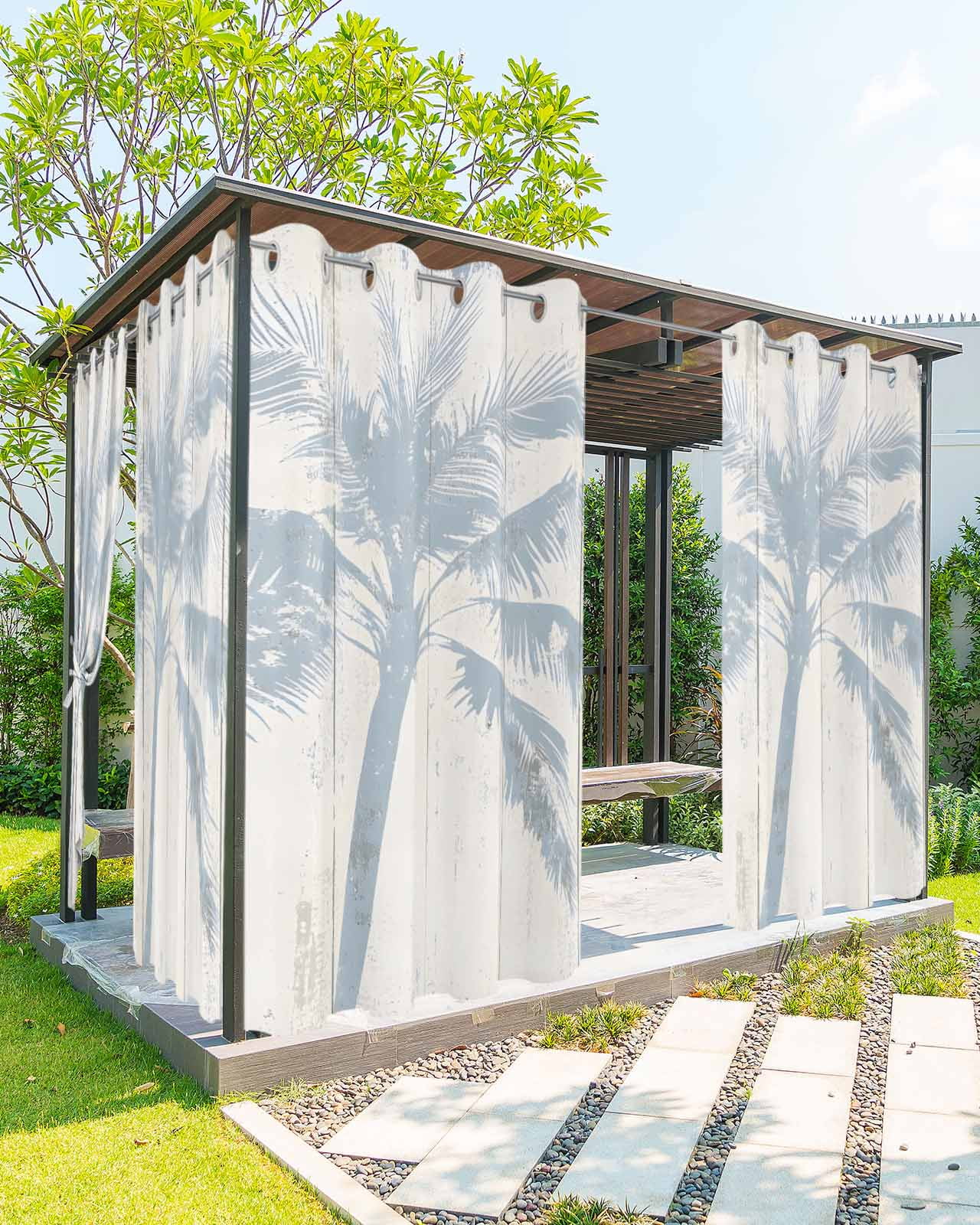 nqOlkjepod Outdoor Curtains for Patio Waterproof, Summer Palm Tree ...